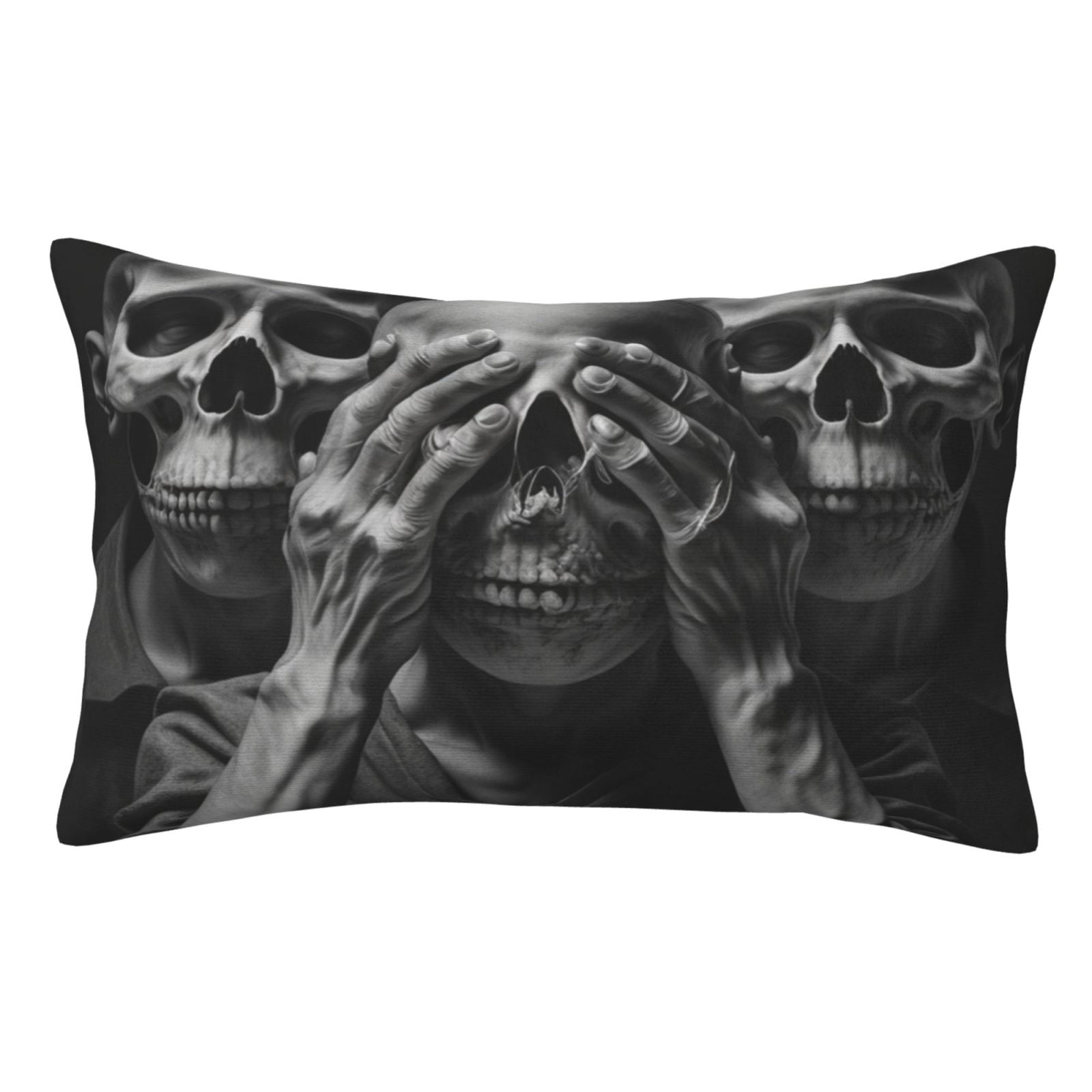 Death Skulls Gothic Skull Pillowcase 20x30 Rectangle Throw Pillow Case ...