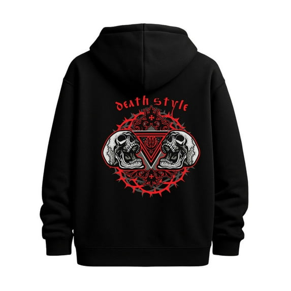 Death Style hoodies & sweatshirt fire skeleton men's regular fit black ...