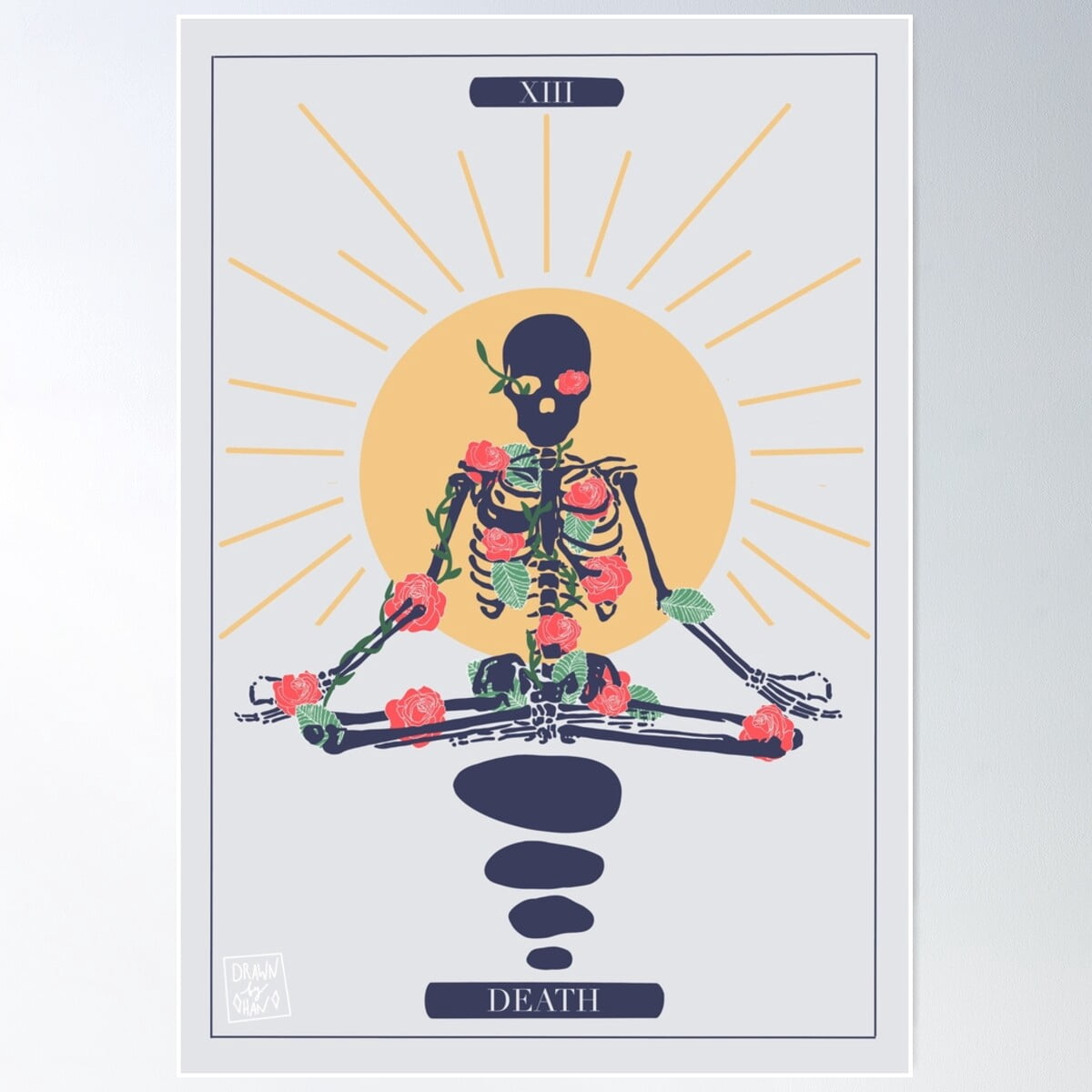 Death Tarot Card Design - Floral Skeleton, Gifts For Witches, Tarot ...