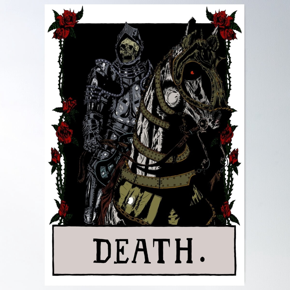 Death Tarot Card - Rose Border Variant Poster Wall Art, Modern Wall ...
