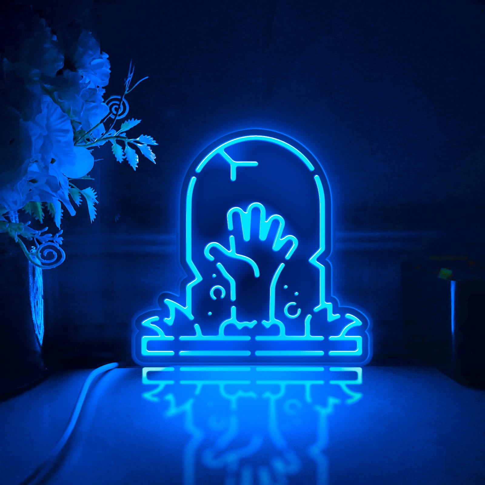 Death Tombstone Led Light Box, Dimmable Neon-Like Light Signs USB Power ...