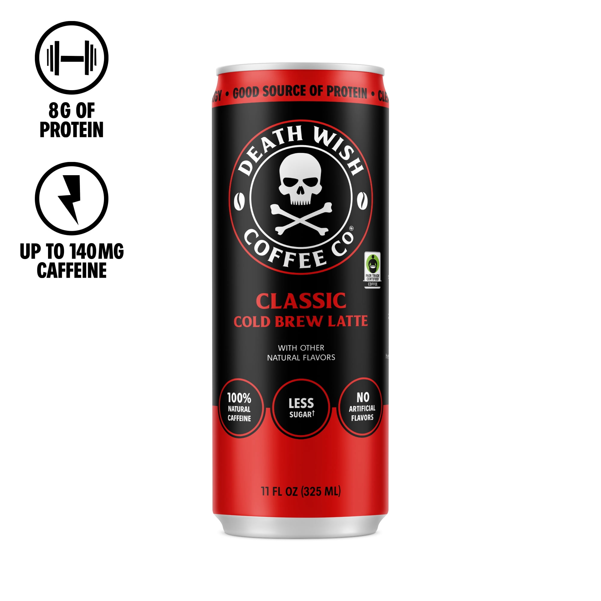 Death Wish Coffee Co., Premium Original Latte, 100% Colombian Cold Brew ...
