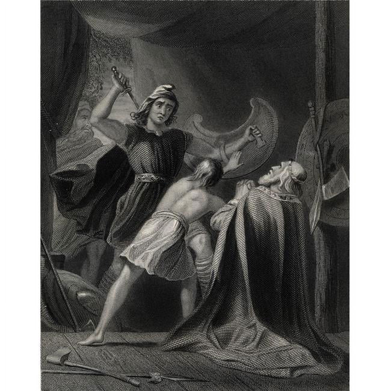 Death of Brian Boru. Drawn by H.Warren Engraved by J. Rogers Poster ...