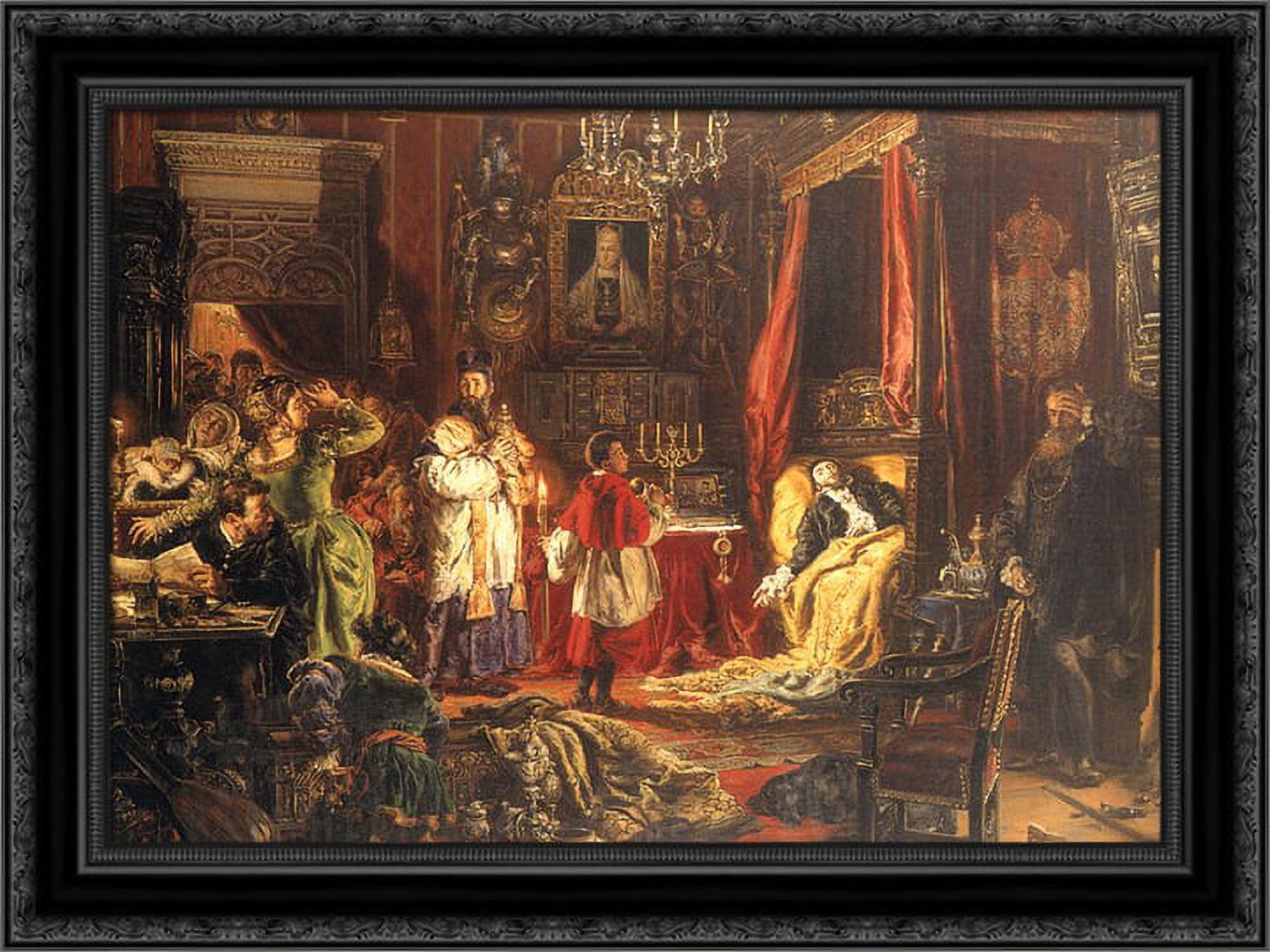Death of Sigismund Augustus at Knyszyn 24x20 Black Ornate Wood Framed ...