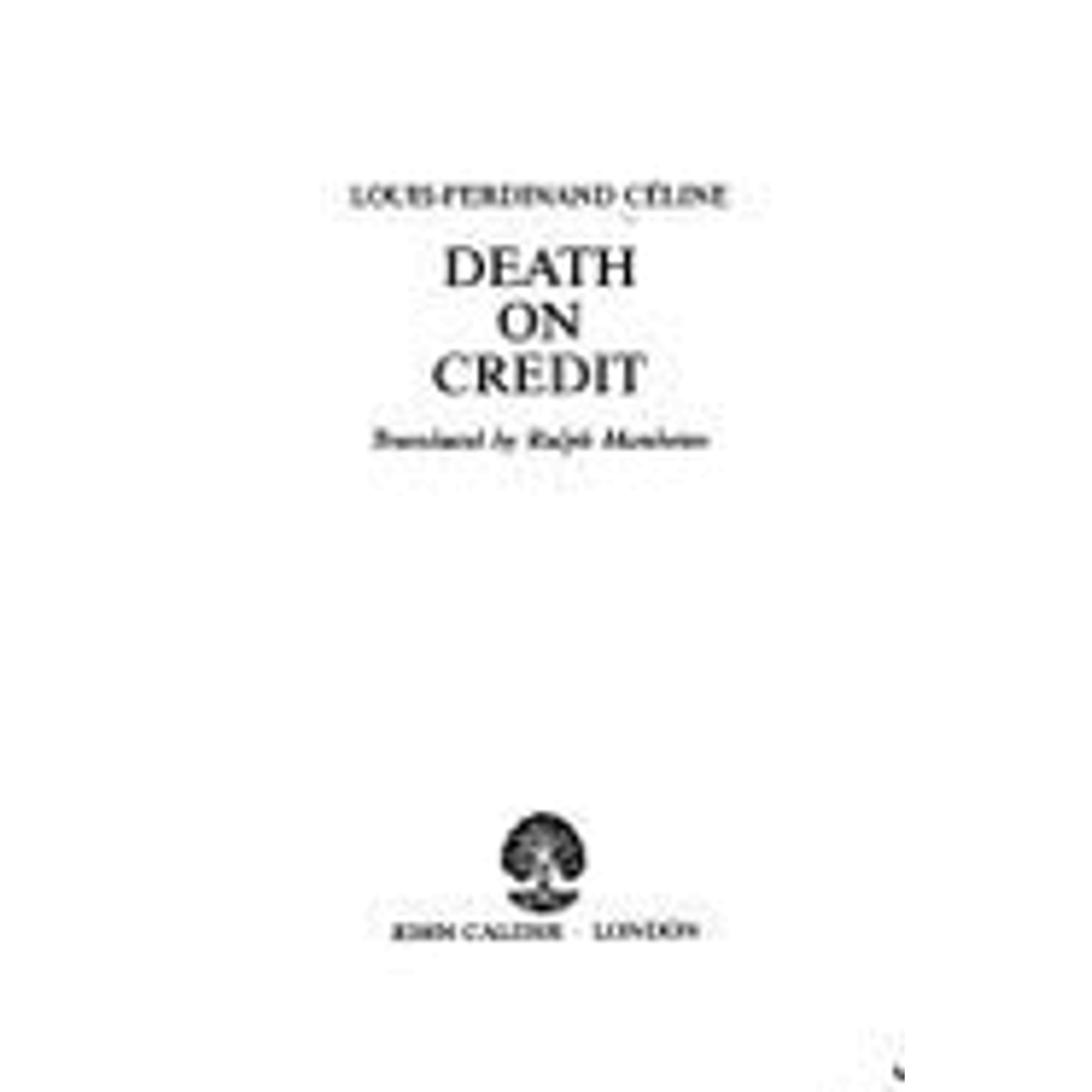 Pre-Owned Death on Credit (Hardcover 9780714541570) by Louis-Ferdinand ...