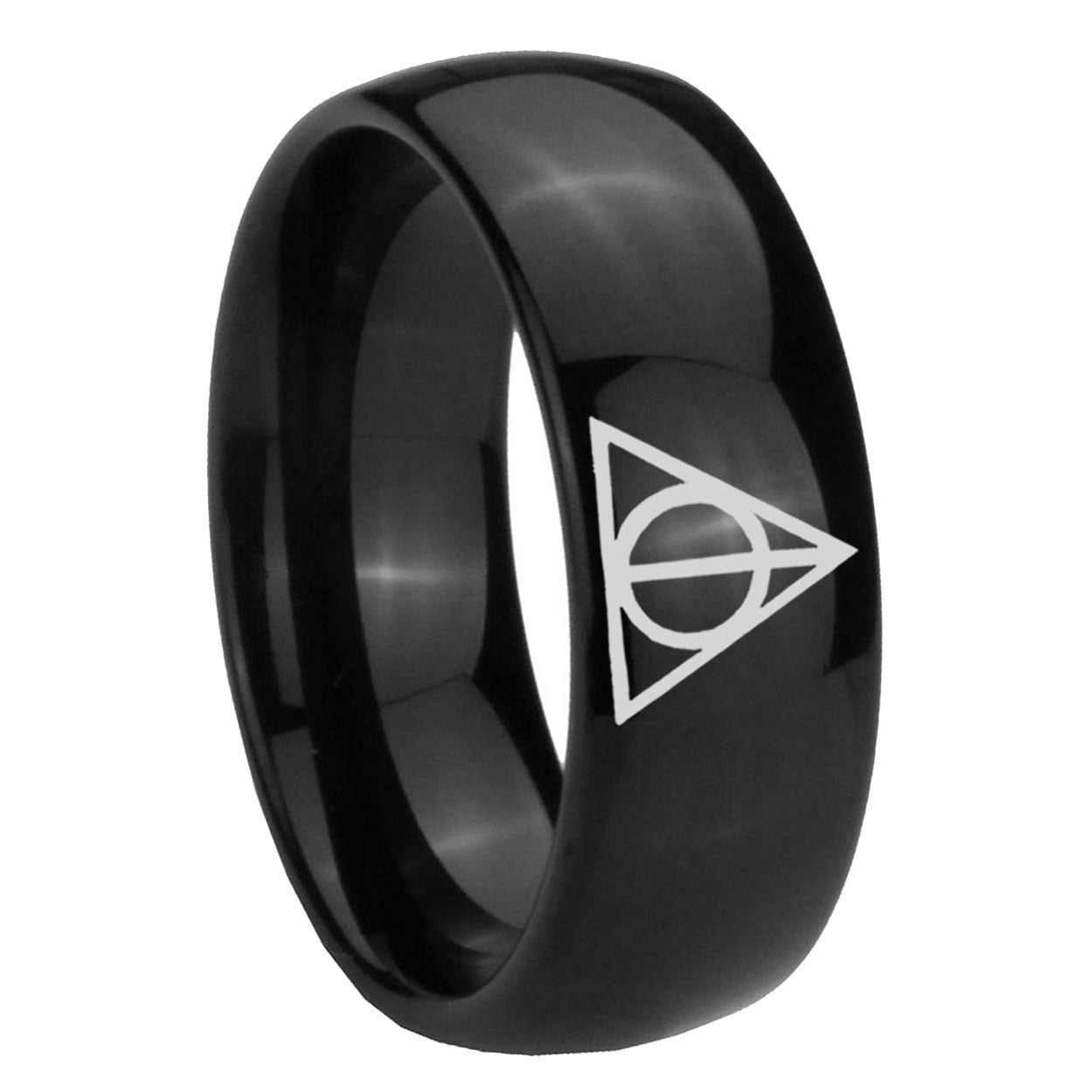 Deathly Hallows 8MM Black High Polish Dome Tungsten Men Ring - Walmart.com