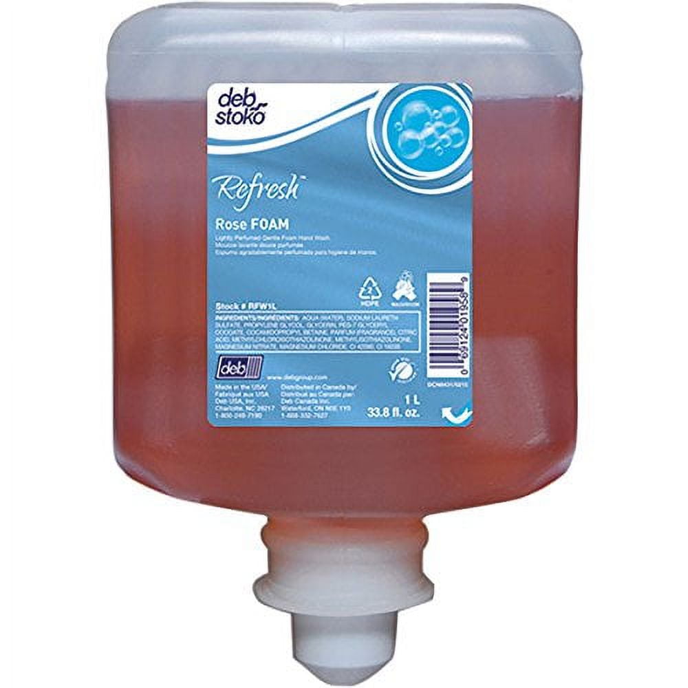 Deb Group Refresh Rose Foam Hand Soap, Liquid Wash Cleanser, 1 L (6 ...