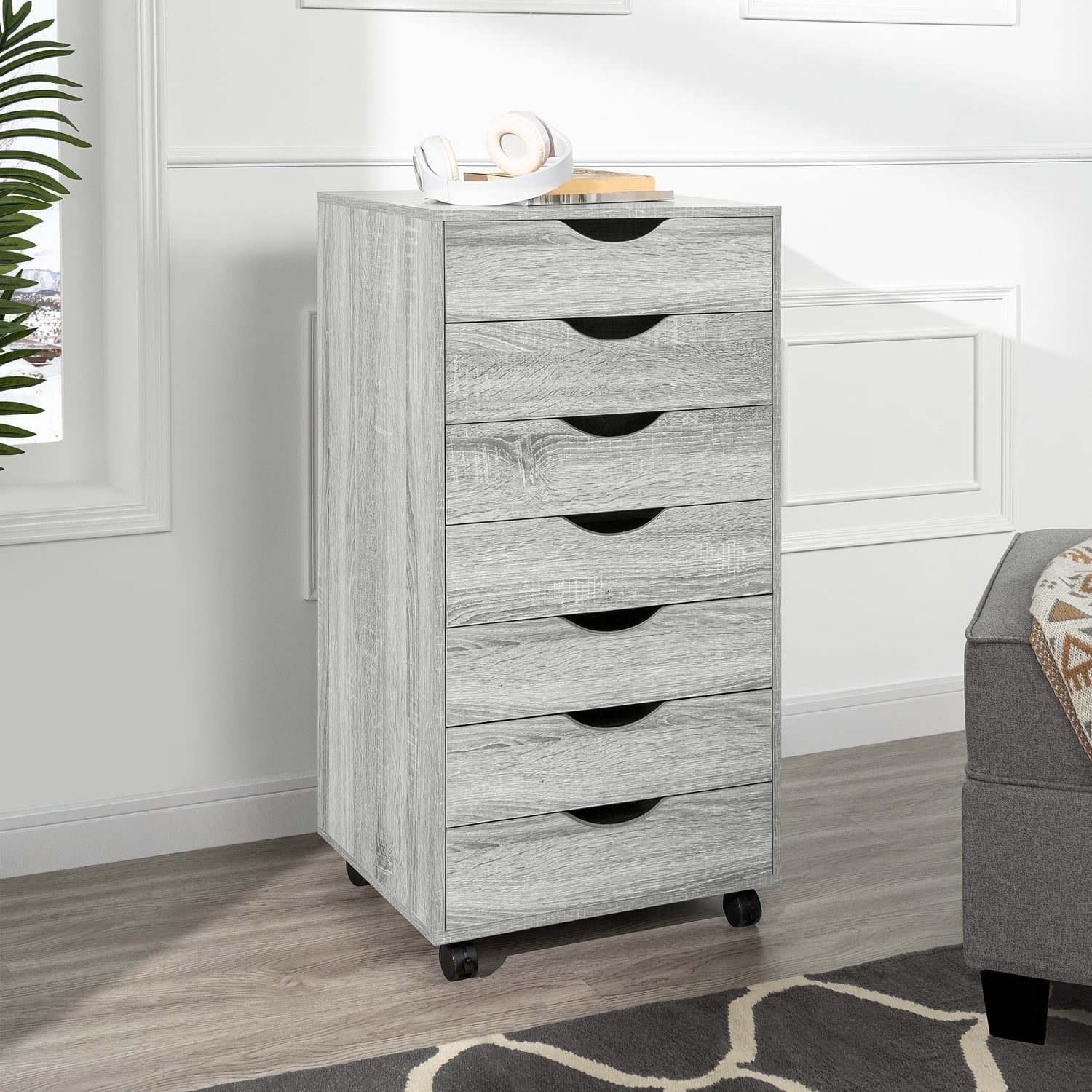 Debbie 7-Drawer Office File Storage Cabinet by Naomi Home, Gray Oak, 1 ...