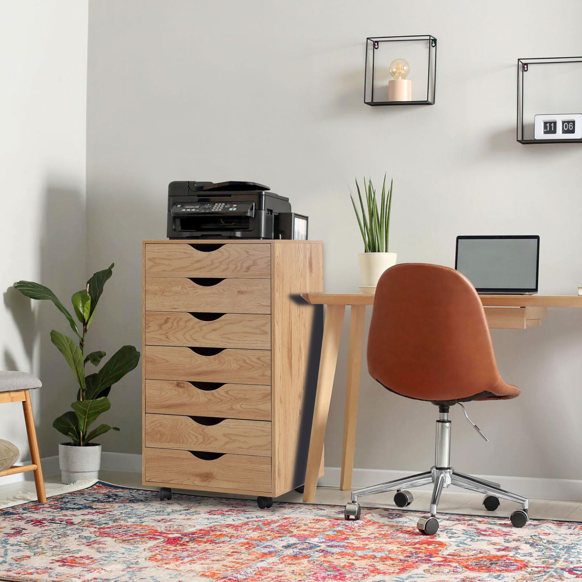 Debbie 7-Drawer Office File Storage Cabinet by Naomi Home-Color:Natural