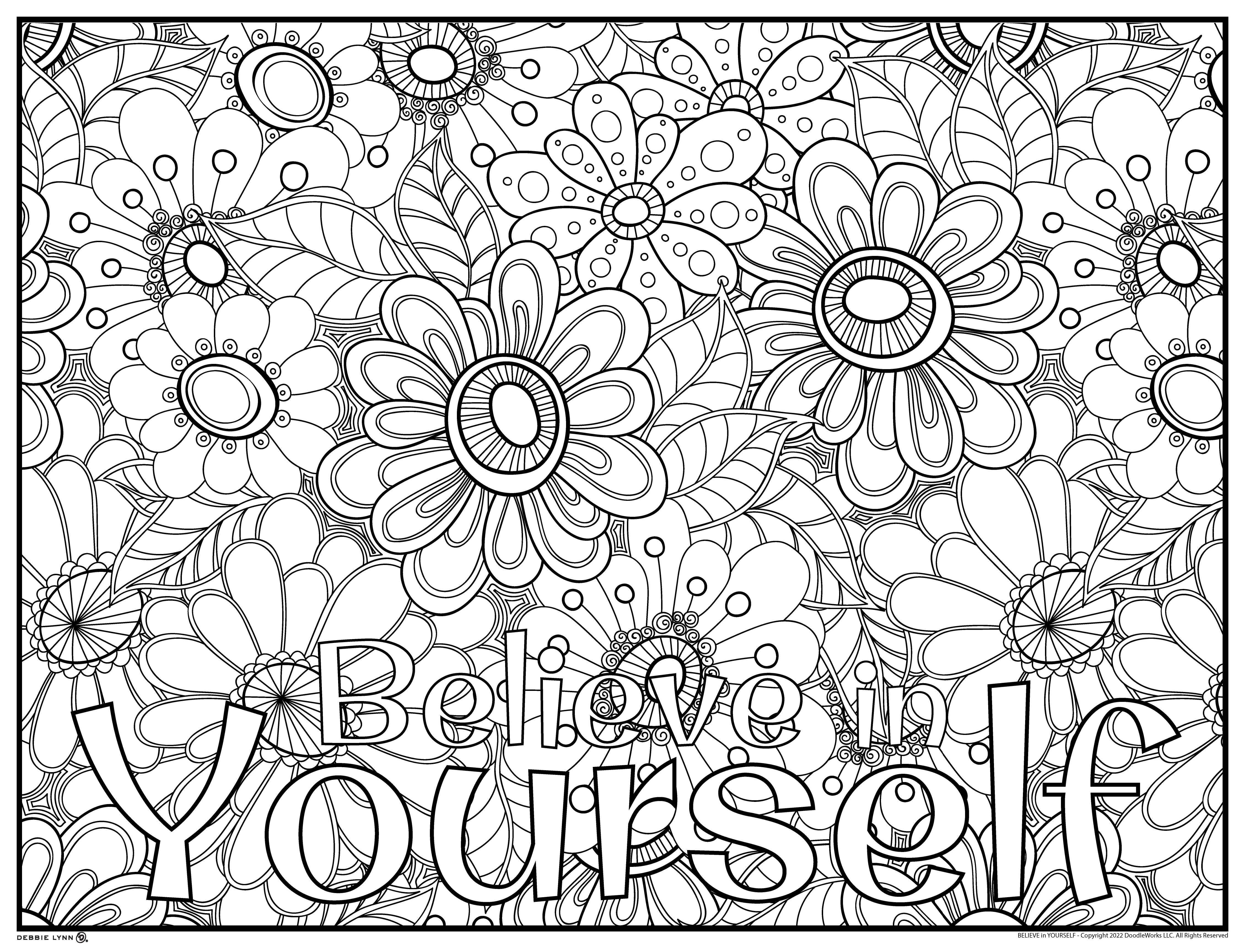 Debbie Lynn Believe in Yourself Giant Coloring Poster 46"x60" - Walmart.com