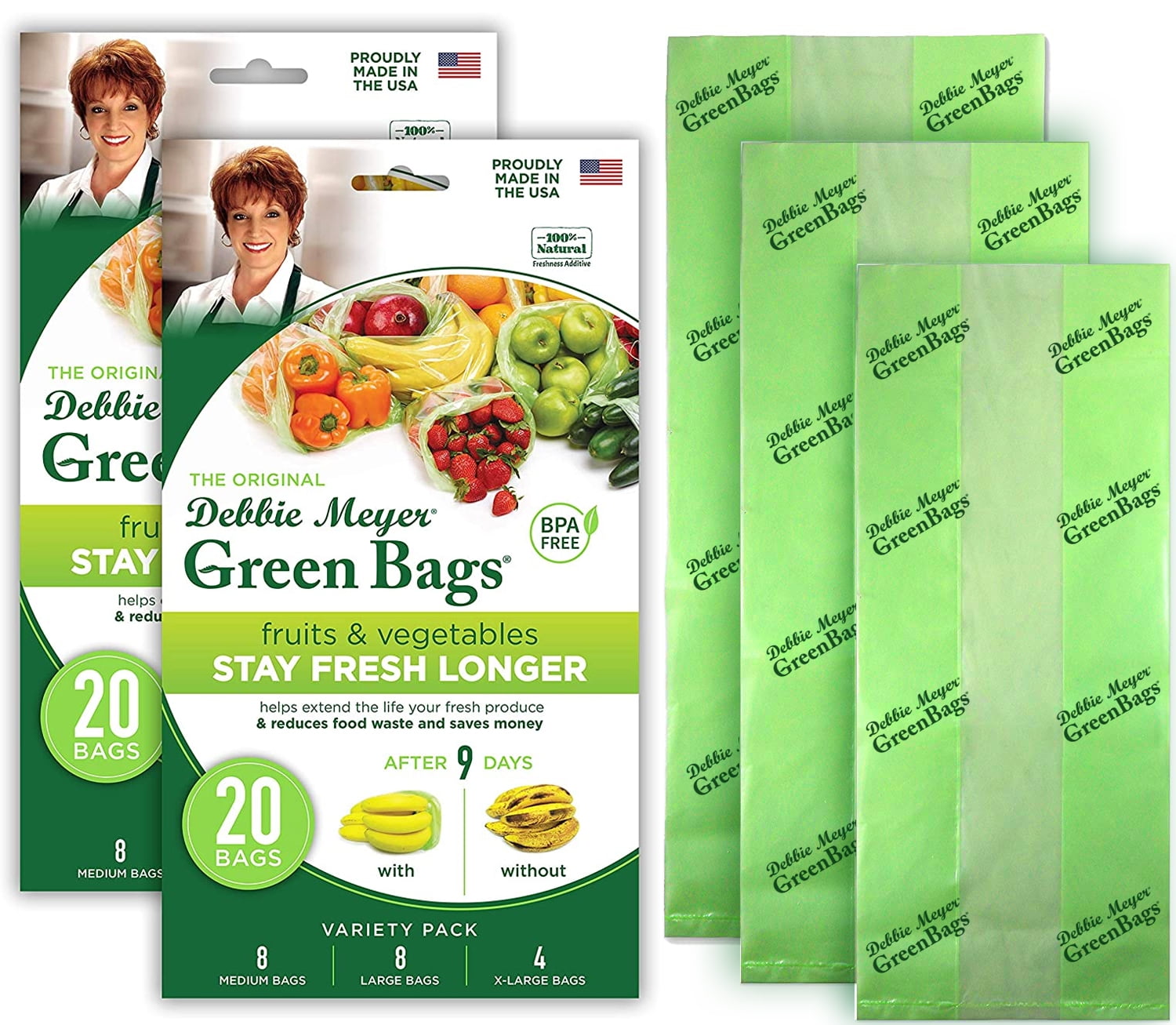 Debbie Meyer GreenBags 40-Pack, Reusable, BPA-Free, Keeps Produce Fresh Longer - Walmart.com