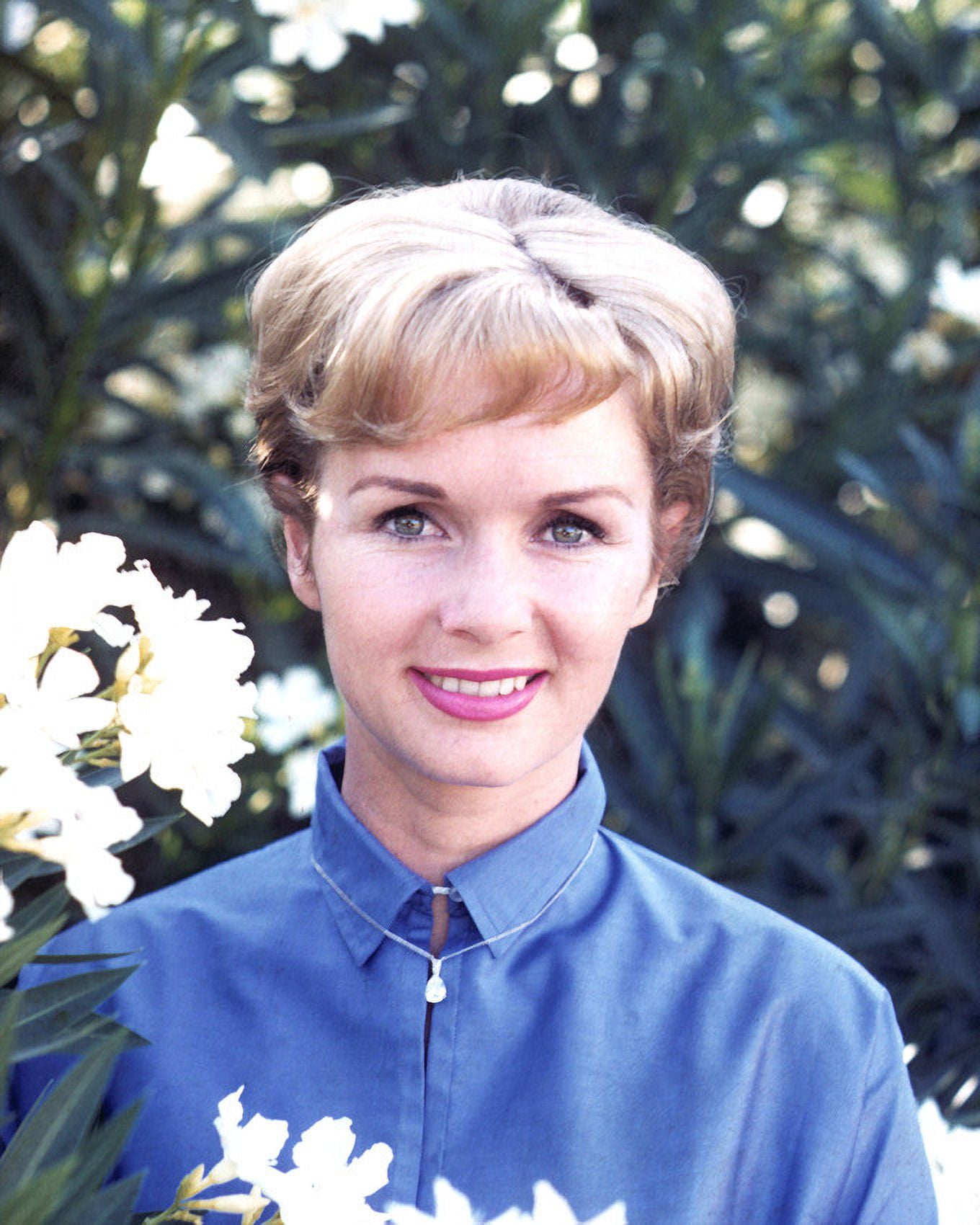 Debbie Reynolds In Garden Smiling Blue Top 24X36 Classic Hollywood ...