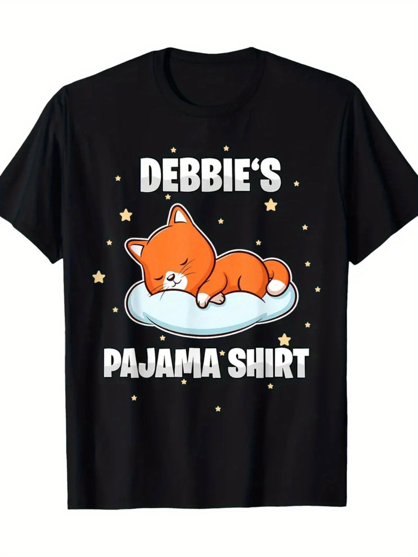 Debbie'S Sleepy Cat Graphic Print for Men Women Couple Fashion T-Shirt ...