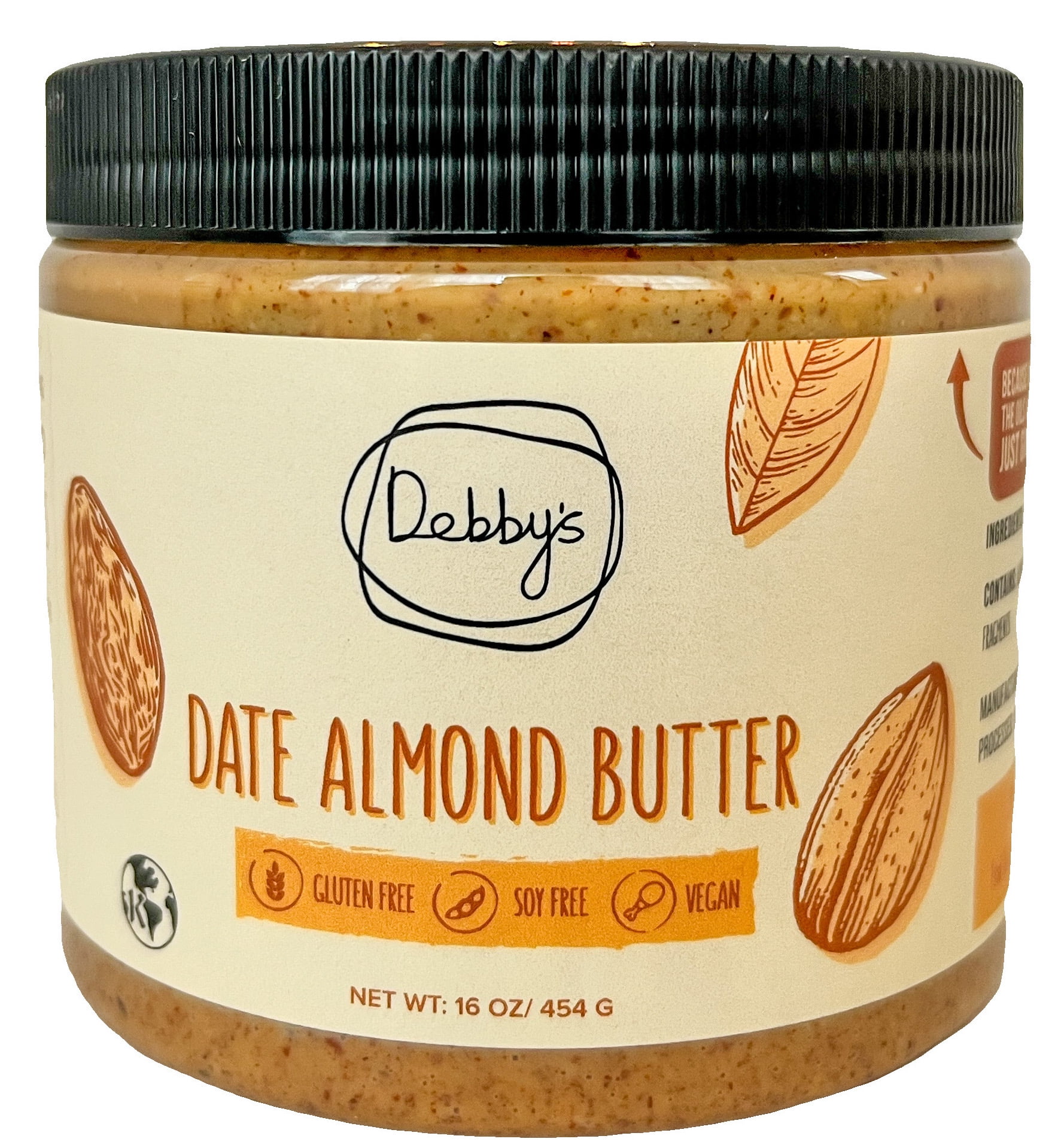 Debby's Date Sweetened Gluten Free, No Added Sugar Almond Butter 16oz ...