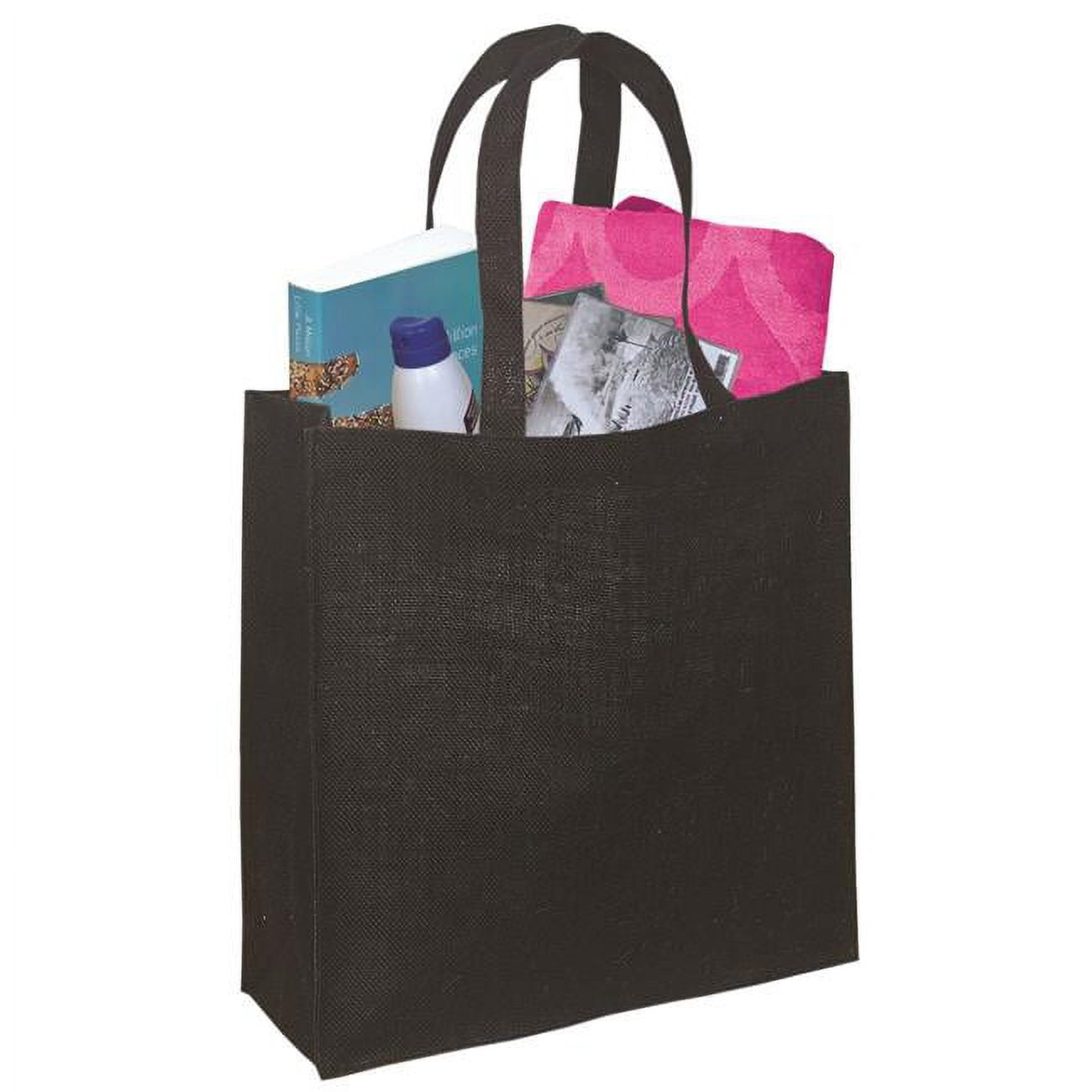 Debco E6708 Laminated Jute Tote Bag - Black - 12 Pack - Walmart.com
