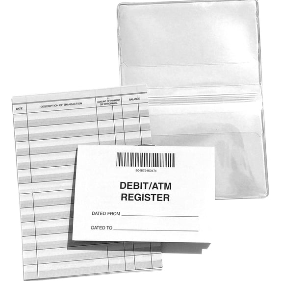 Debit Mini Checkbook Registers with Column with 1 Free Vinyl Cover (Set ...