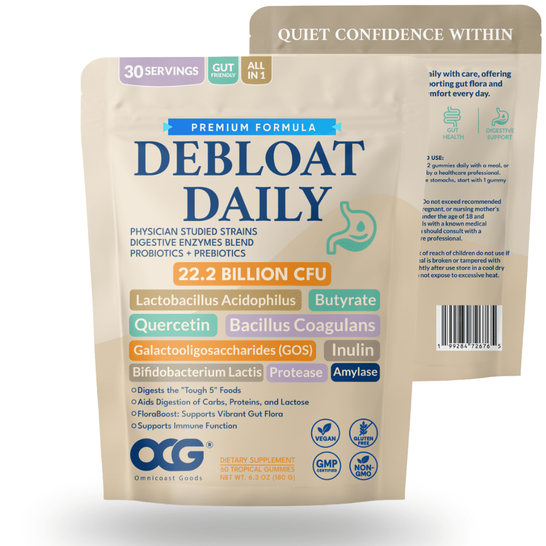 Debloat Daily 3-in-1 Prebiotic, Probiotic & Digestive Enzyme Gummies ...