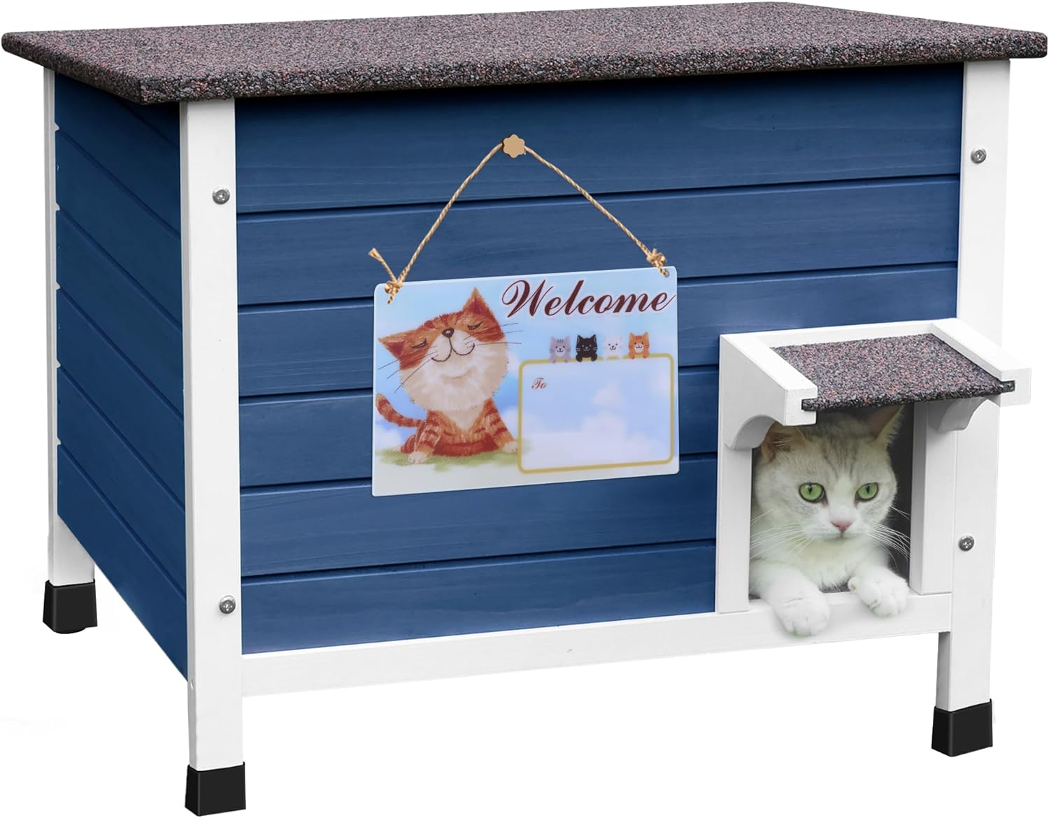 Deblue Weatherproof Outdoor Cat House, Warm Feral Cat House with All ...