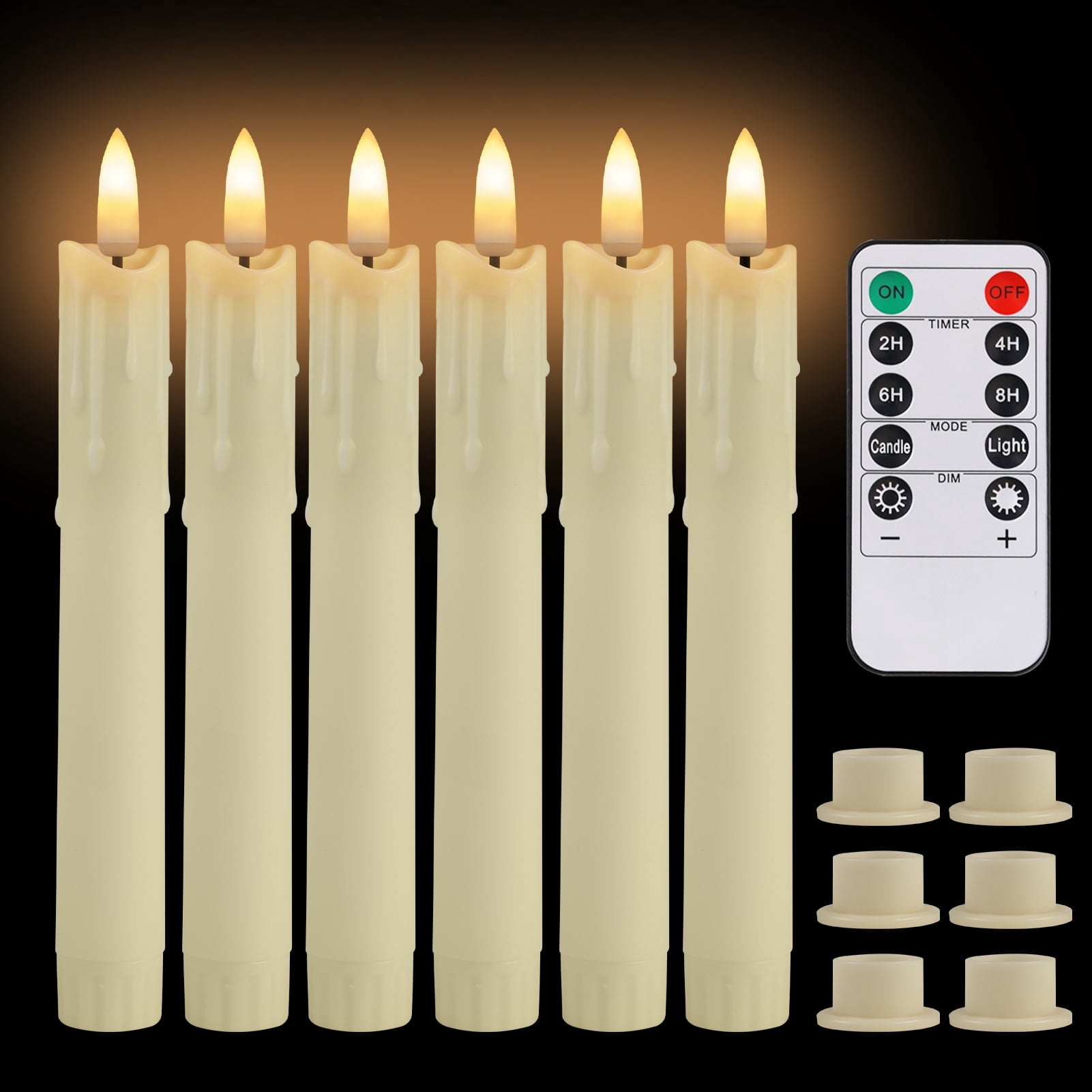 Debonair Flameless Taper Candles Flickering with Remote Timer, Battery ...