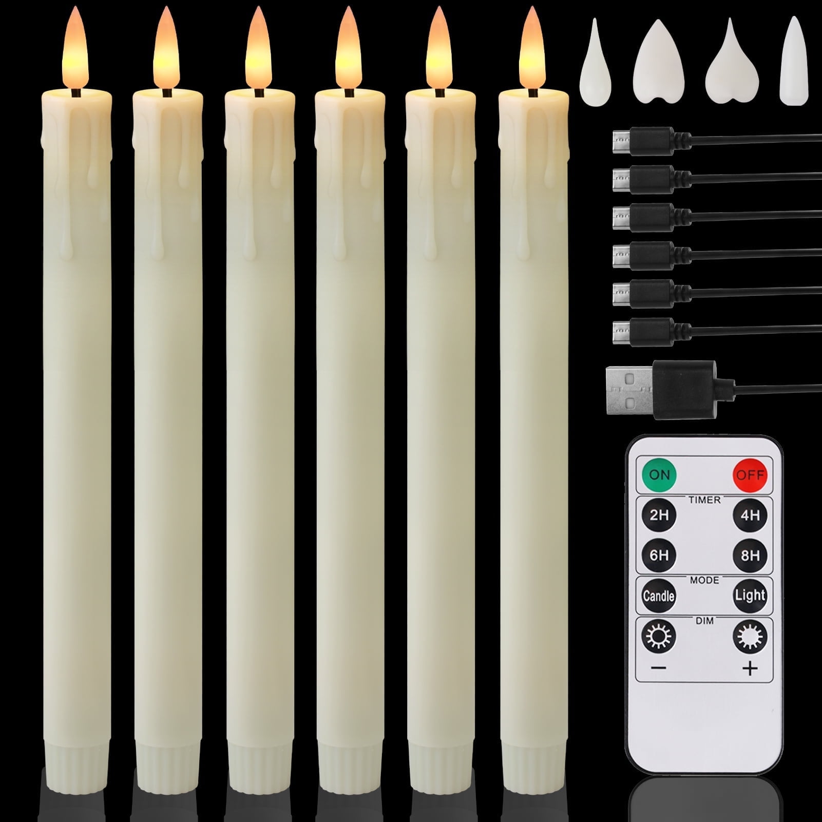 Debonair Flameless Taper Candles Flickering with Remote Timer ...