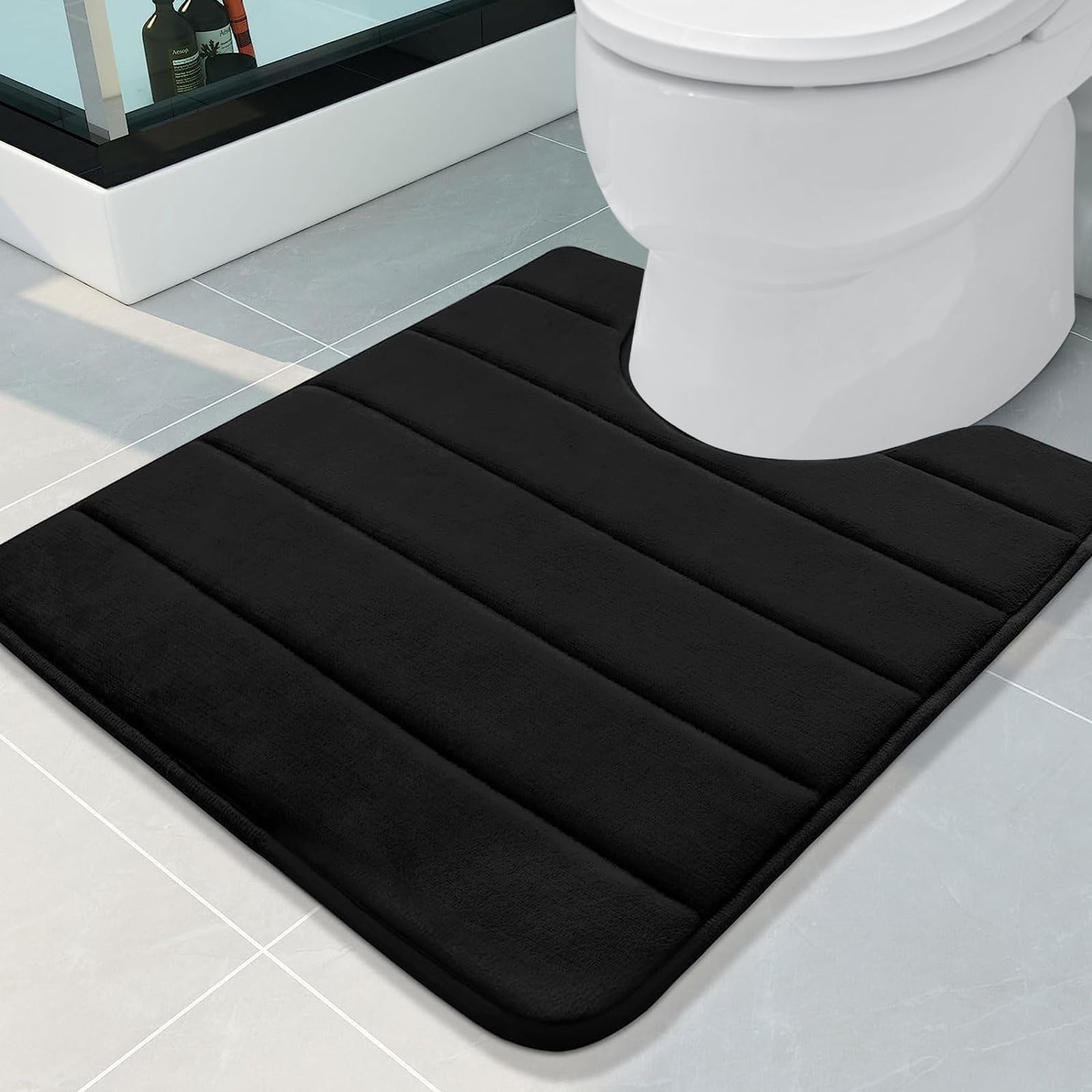 Debonair Memory Foam Bathroom rugs Toilet mats, U-Shaped Contour Carpet ...