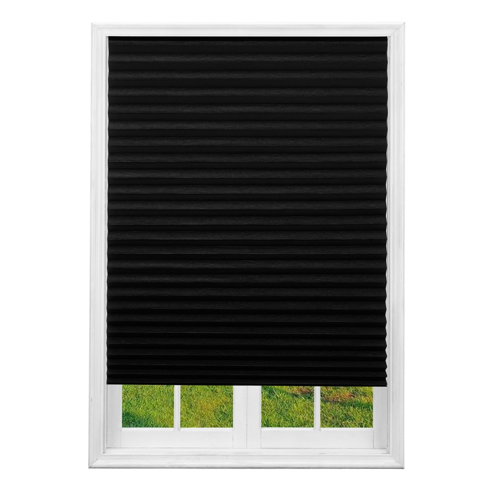 Debonair Pleated Window Paper Shades Room Darkening Blinds Black 36" x ...