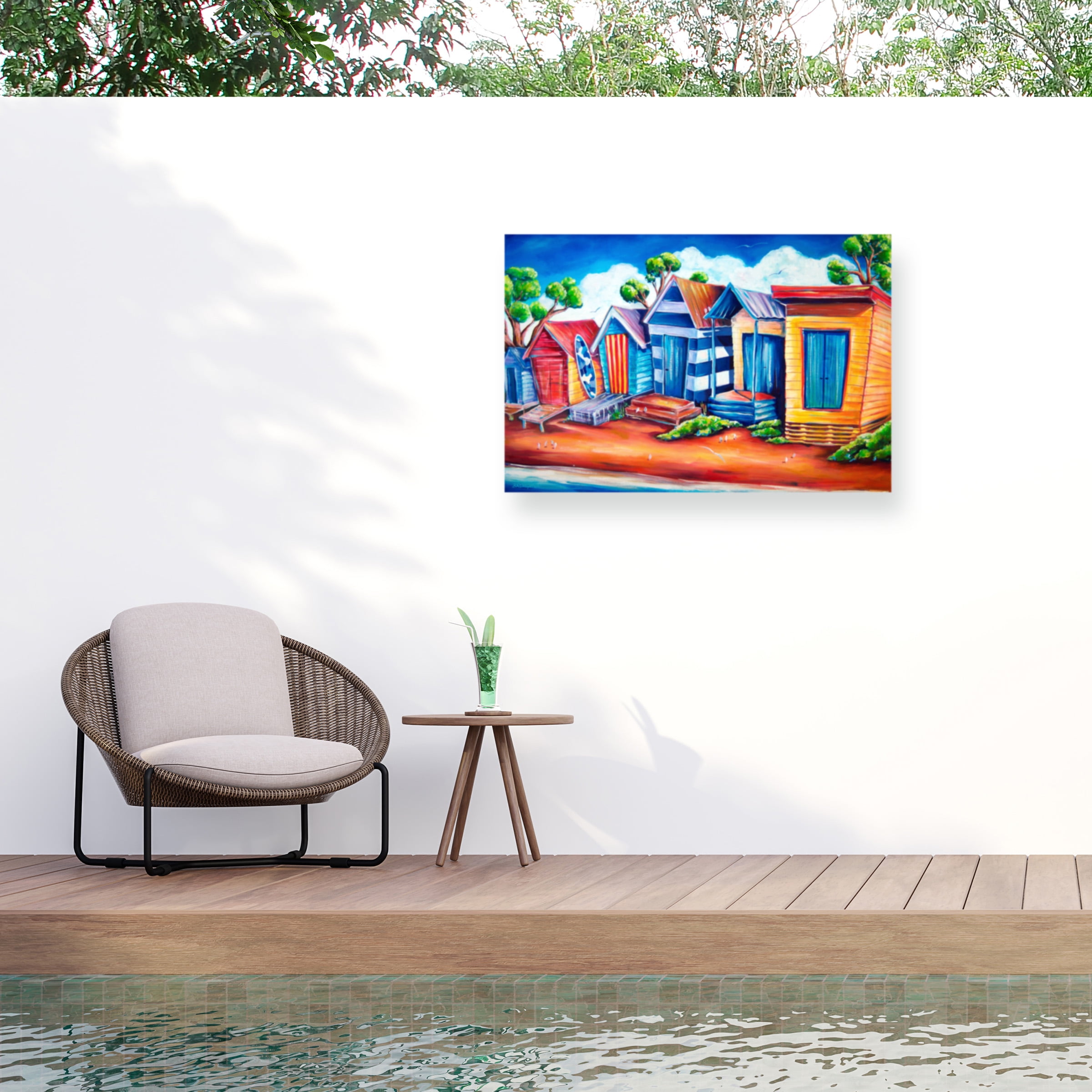 Deborah Broughton 'Tourist Beach huts' Outdoor Canvas - Walmart.com