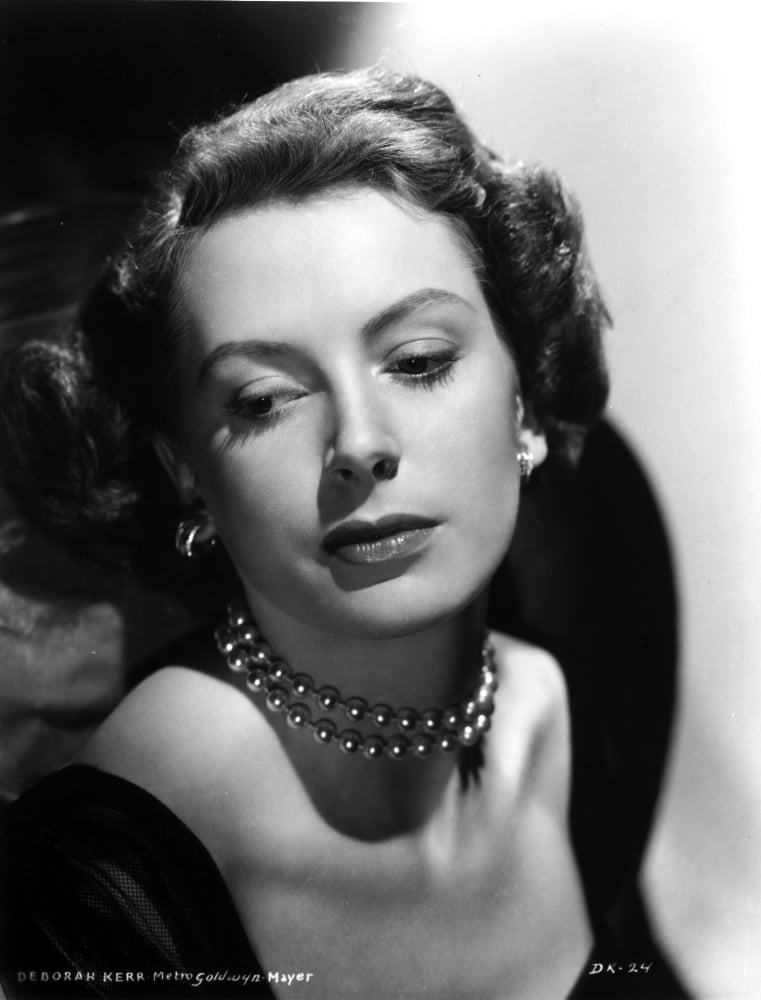 Deborah Kerr wearing Black Dress in Pearl Necklace Photo Print (24 x 30 ...