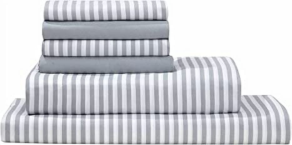 Debra Valencia Awning Striped Sheets by Duke-Full-Med Cool Gray/White-6 ...