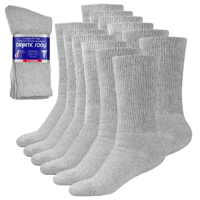 Non-Binding Cotton Diabetic Socks for Men & Women - Loose Fit, Breathable, 6 Pairs, Wide Toe ...