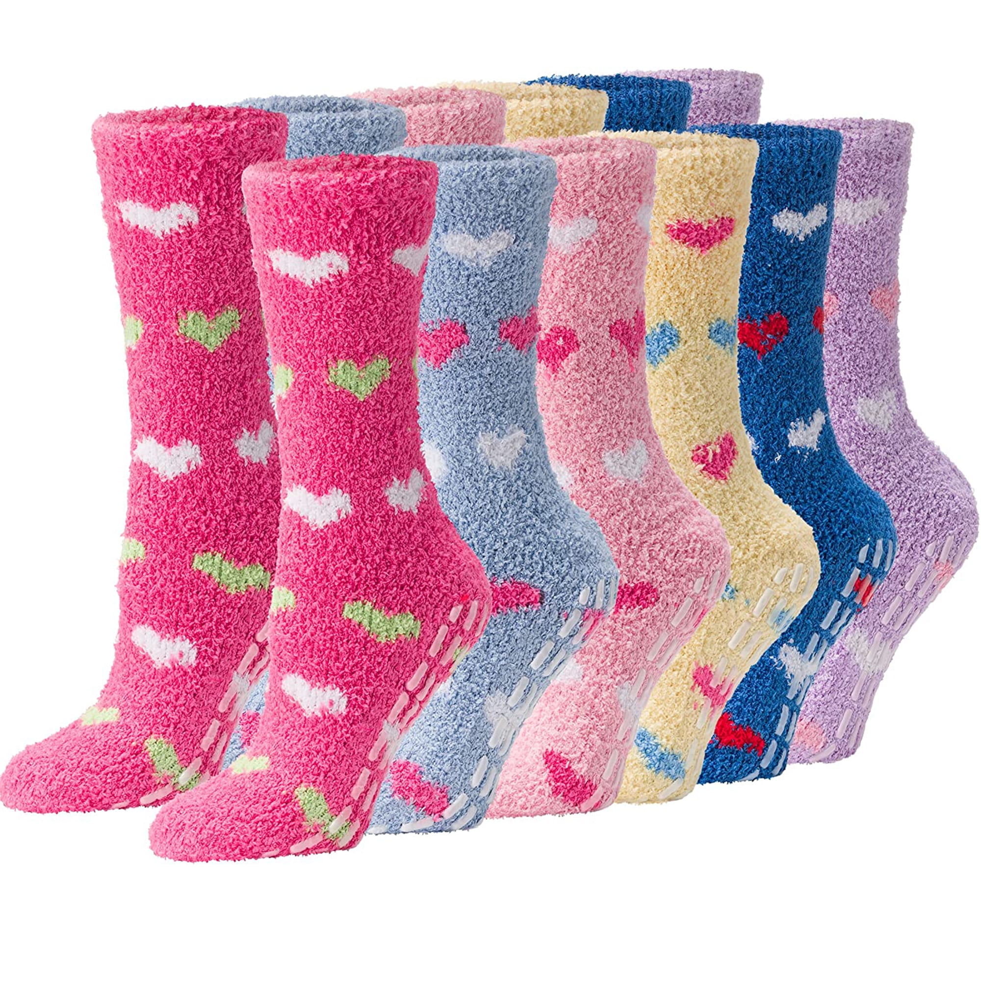 Debra Weitzner Thermal Fuzzy Socks for Women, 5 Pairs, Soft and Warm Holiday Slipper Socks ...