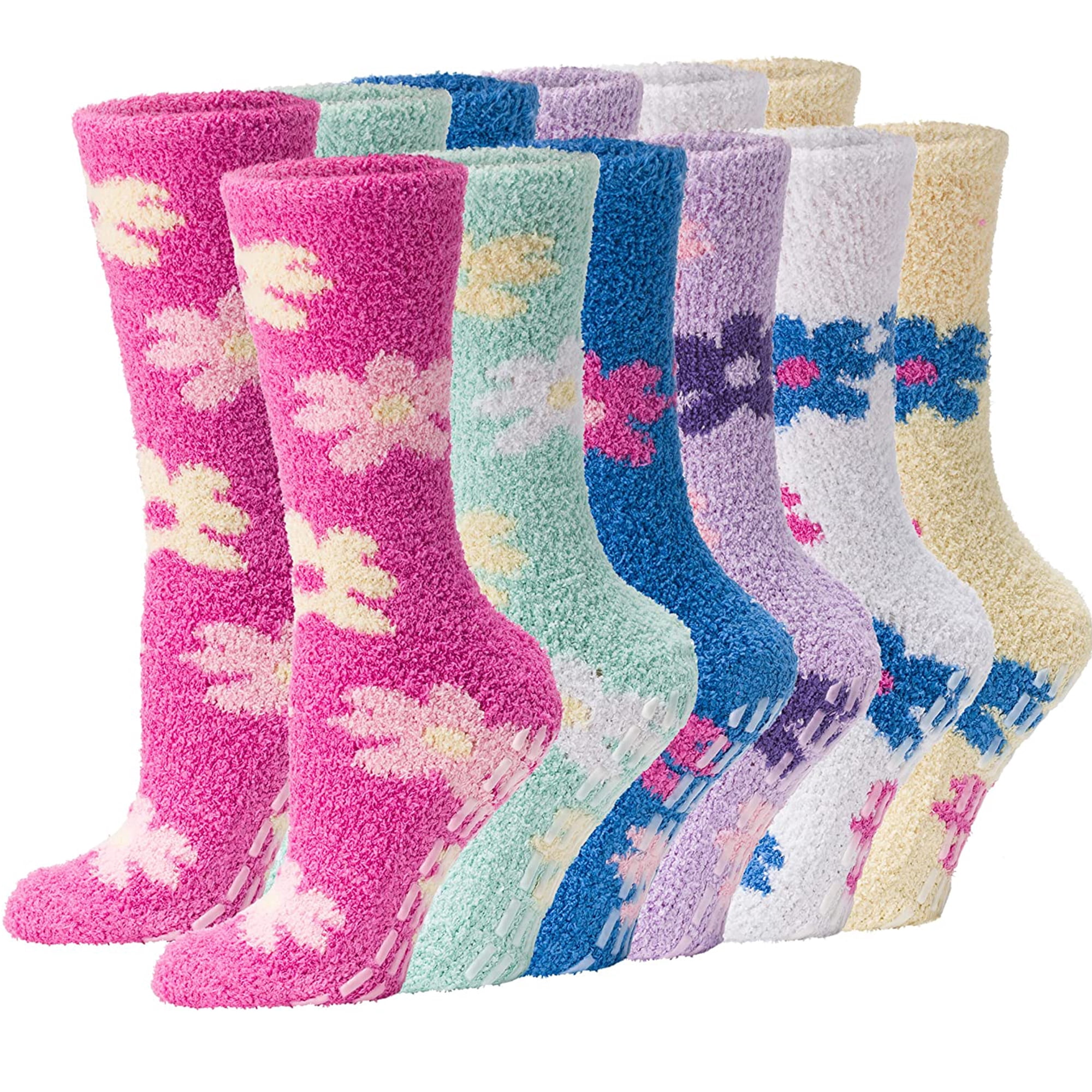 Debra Weitzner Non-Slip Fuzzy Soft Grips Warm Winter Socks for Women, 5 ...