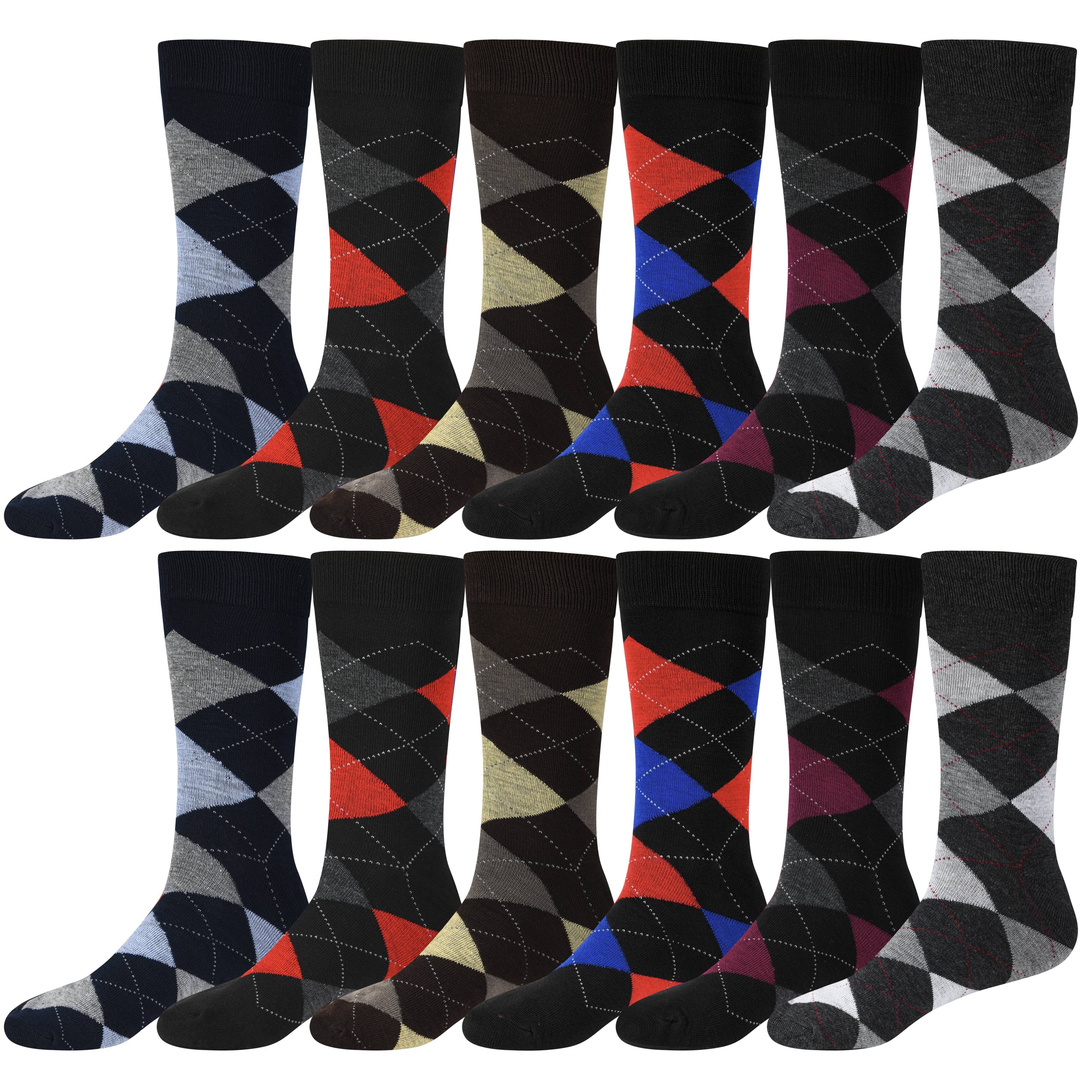 Debra Weitzner Mens Dress Socks Dark Argyle Socks 12 Pairs Cotton ...
