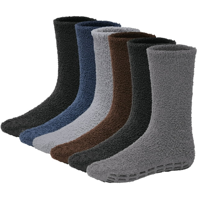 Debra Weitzner Men's Non-Skid Fuzzy Winter Socks, Ultra Soft Stretchy ...