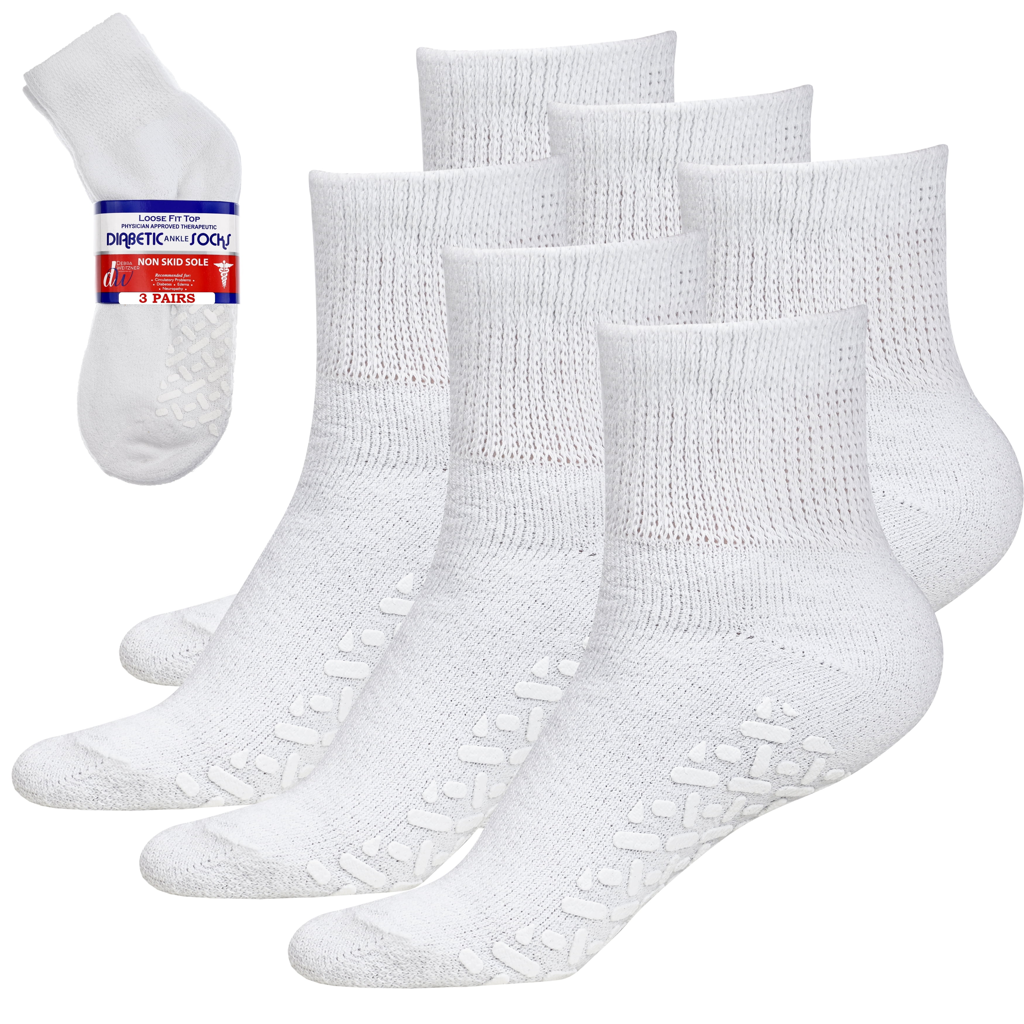 Debra Weitzner Diabetic Socks Ankle 3-Pack, Breathable Cotton, Loose ...