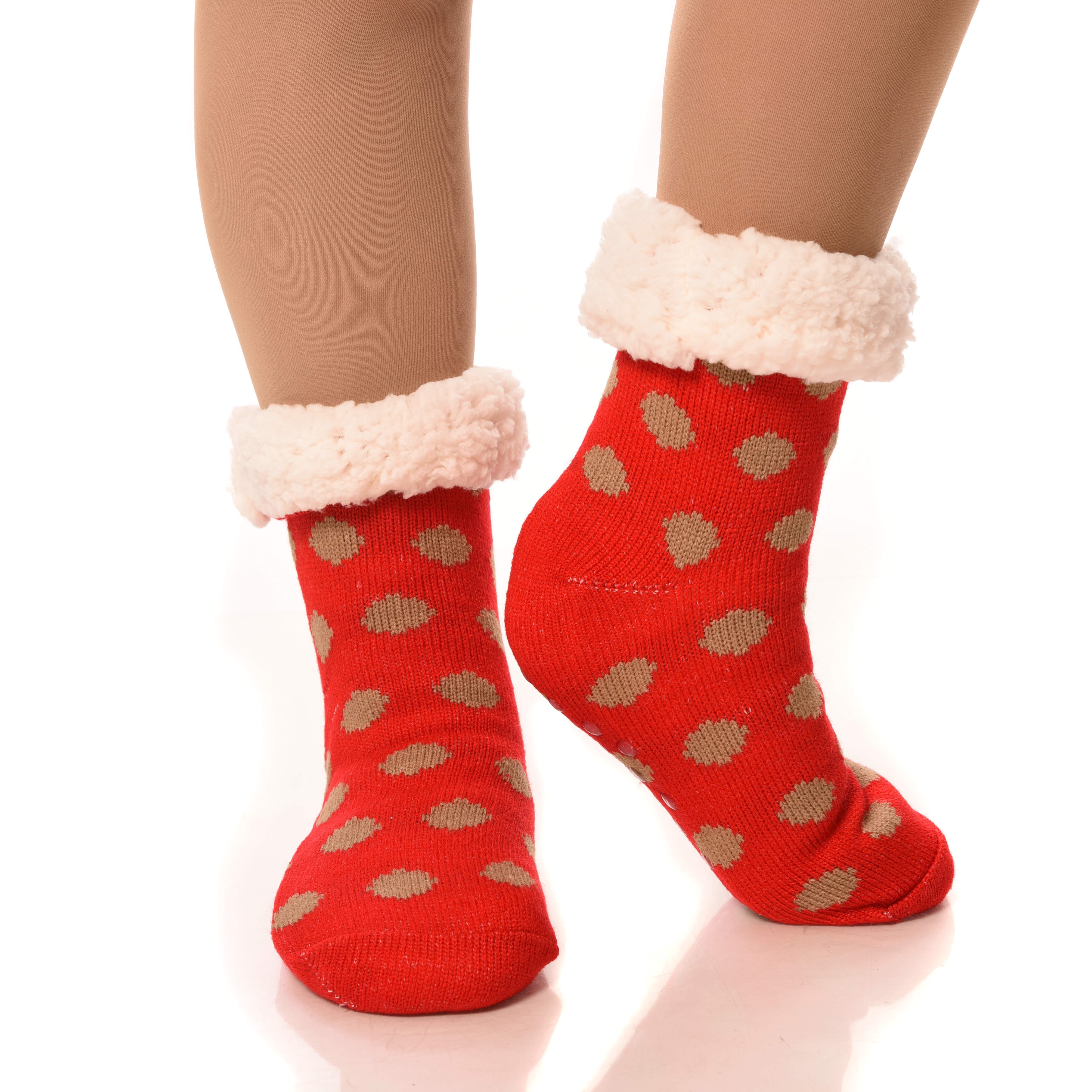 Debra Weitzner Womens Thermal Sherpa Socks Fleece Lined Fuzzy Gripper ...