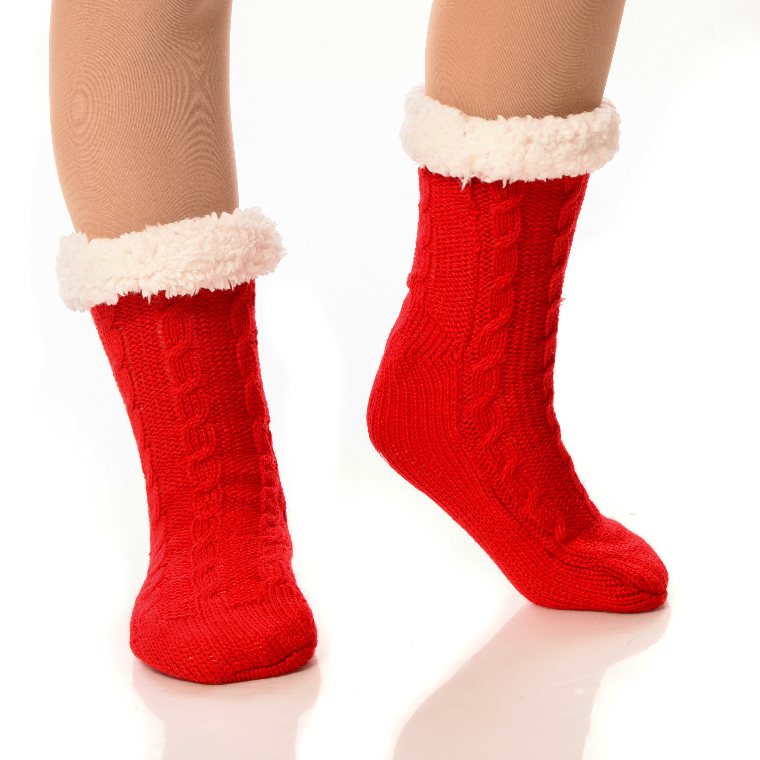 Debra Weitzner Womens Thermal Sherpa Socks Fleece Lined Fuzzy Gripper ...