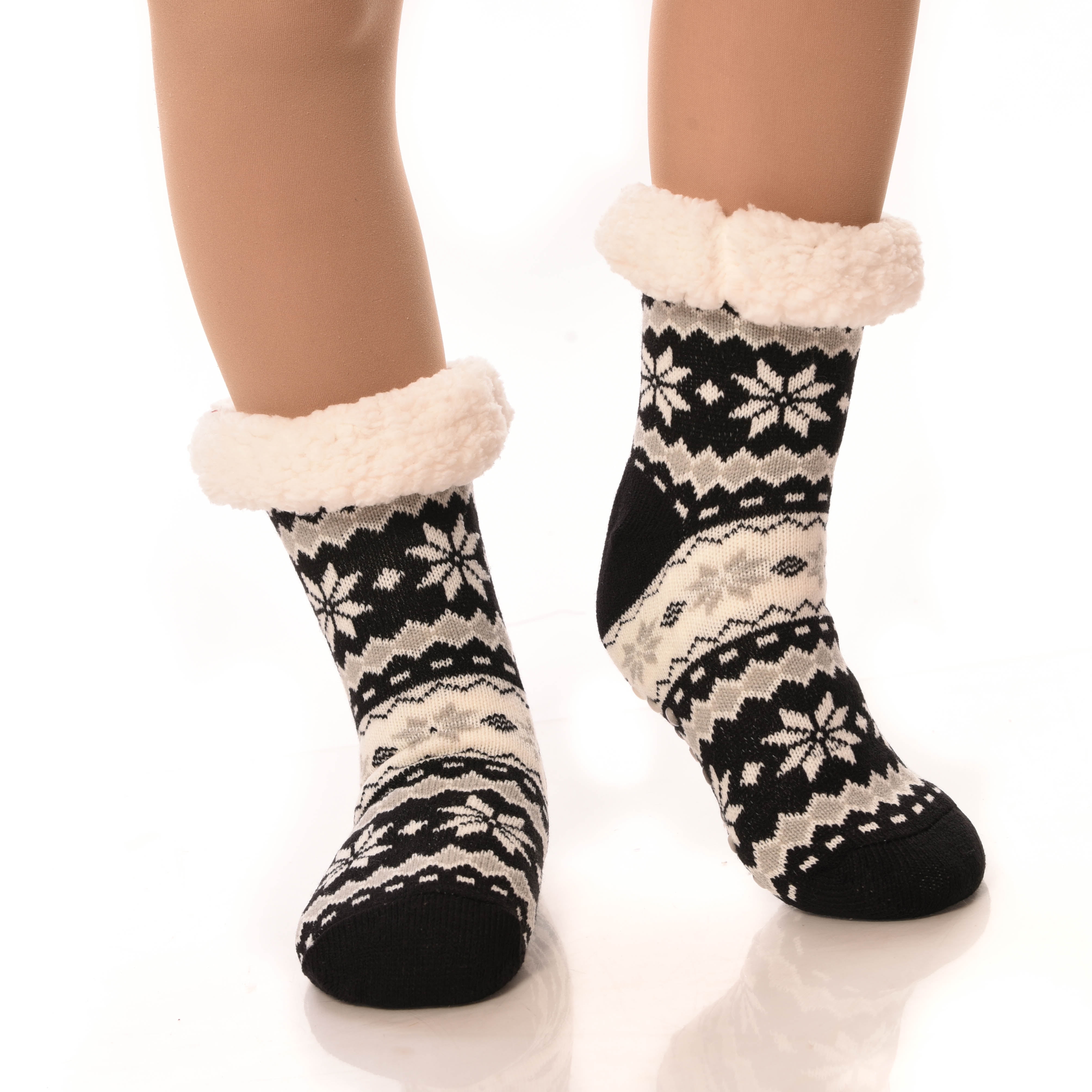 Debra Weitzner Womens Thermal Sherpa Socks Fleece Lined Fuzzy Gripper ...