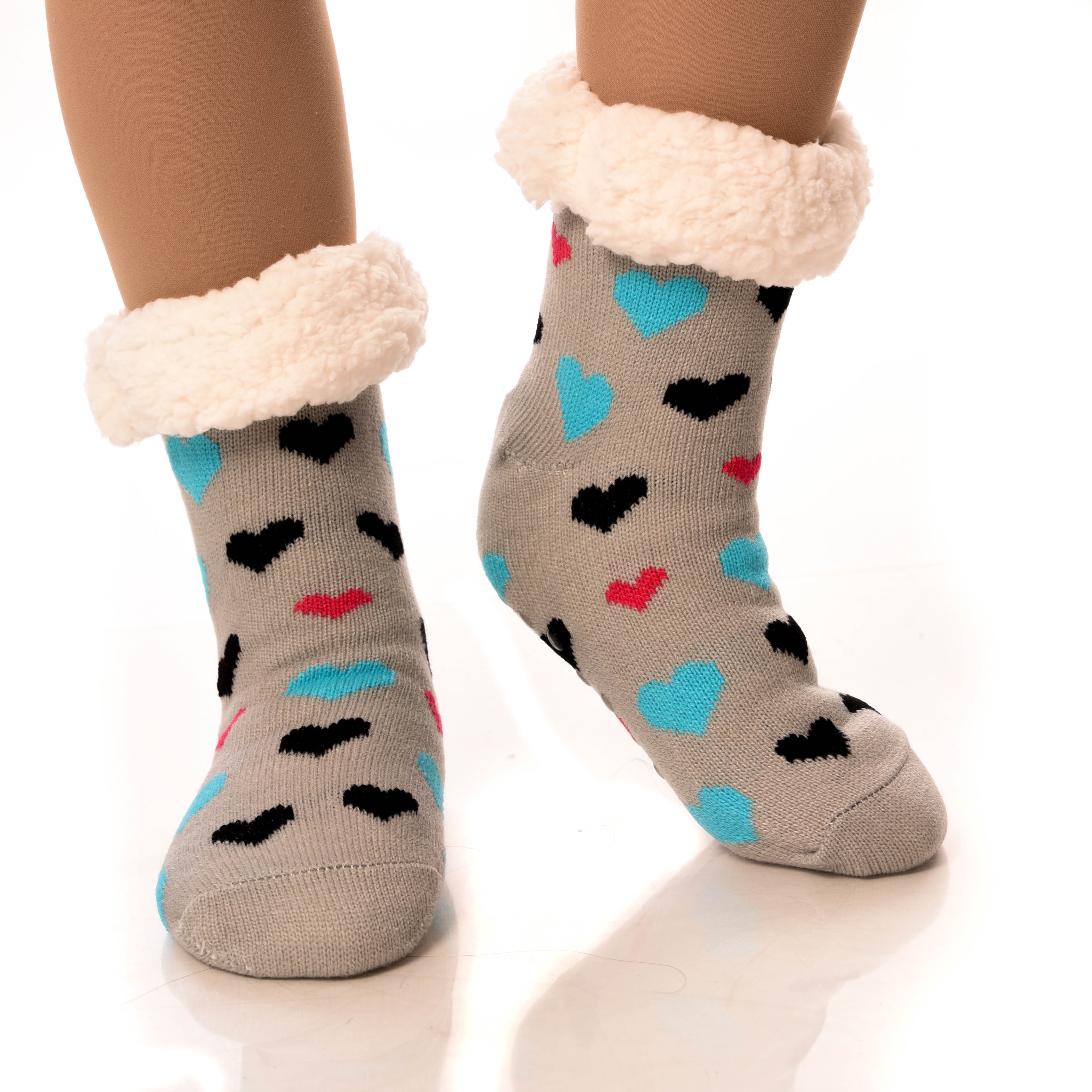 Debra Weitzner Womens Thermal Sherpa Socks Fleece Lined Fuzzy Gripper Socks Winter Christmas ...