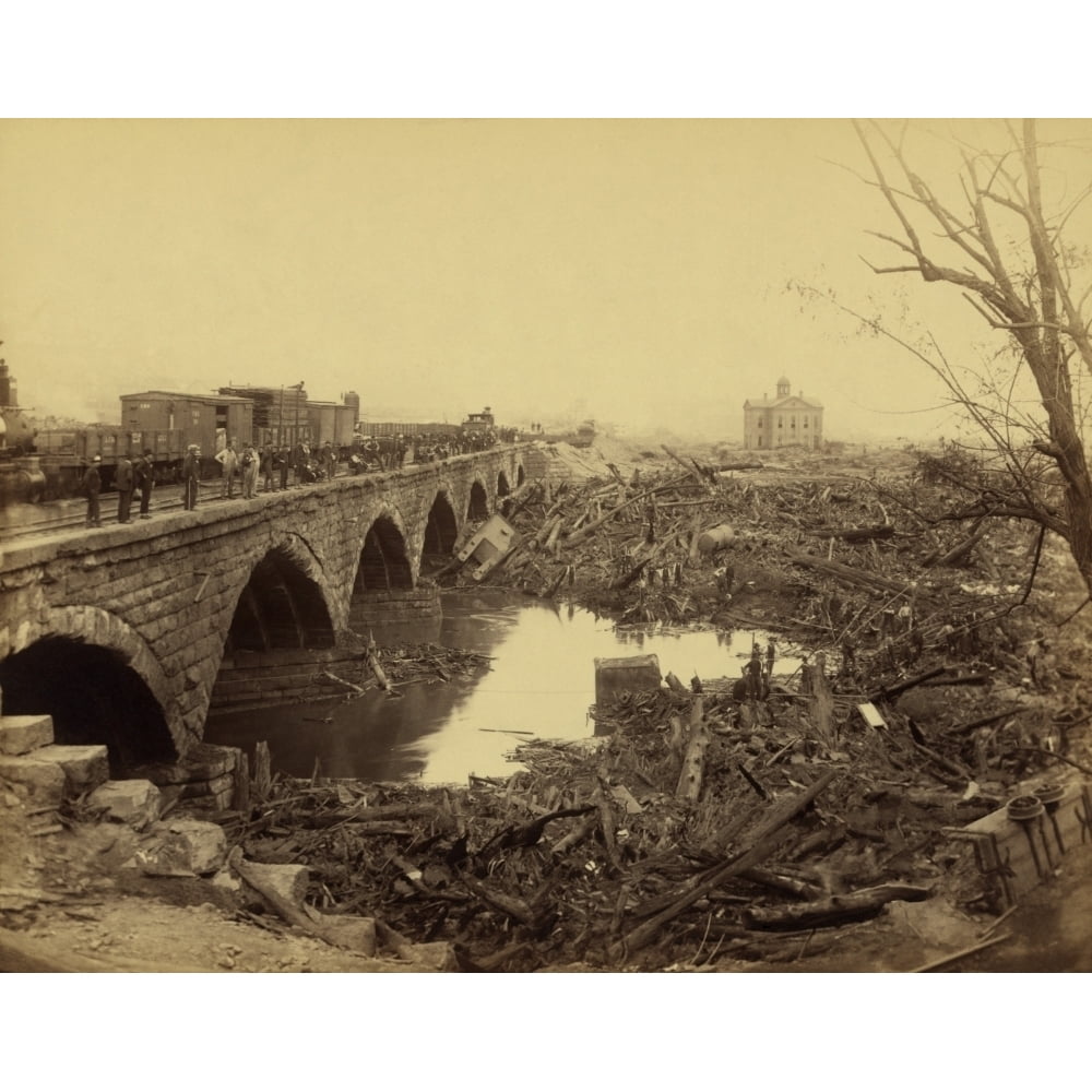 Debris At Pennsylvania Railroad Stone Bridge History (36 x 24 ...
