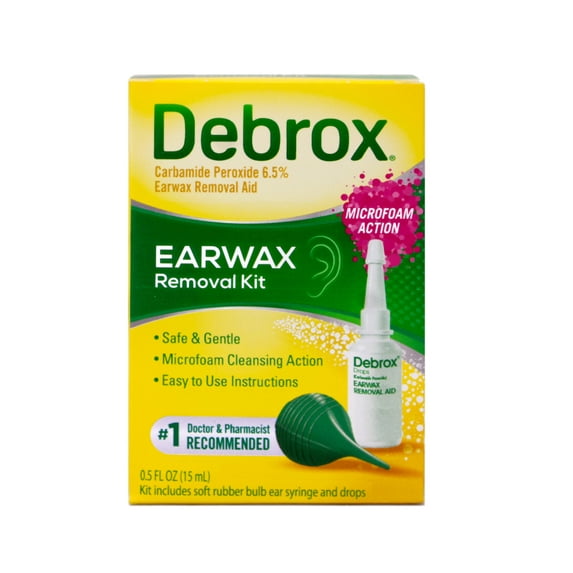 Debrox Earwax Removal Kit, Includes Drops and Ear Syringe Bulb, 0.5 Oz ...