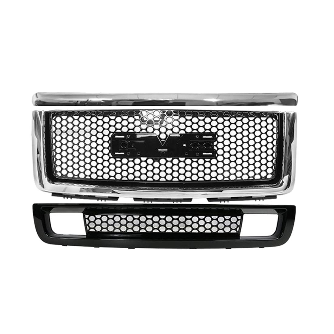 Debrroce Mesh Hood Molding + Upper + Lower Grill Gloss Black Front ABS ...