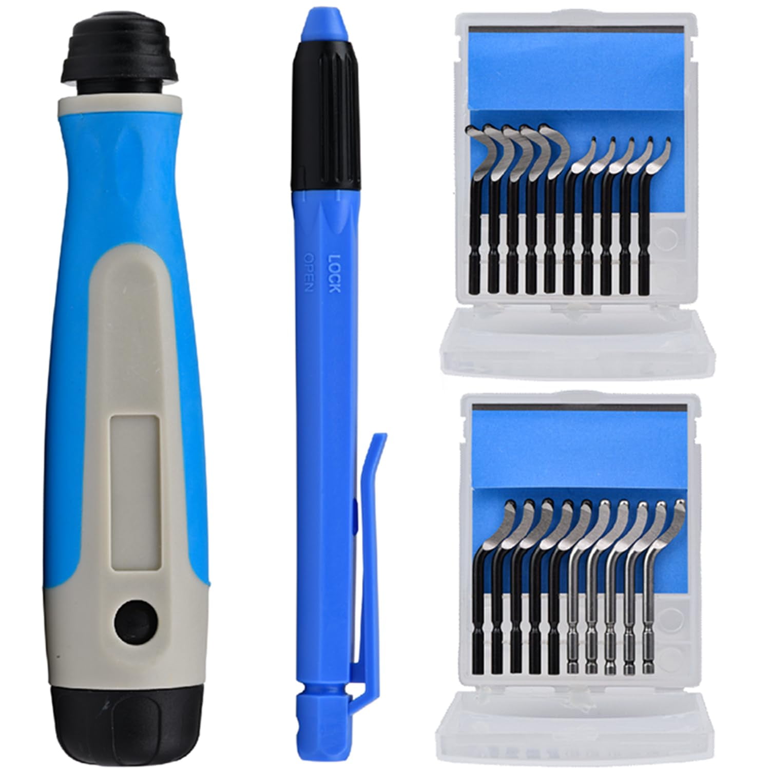 Deburring Tool with 2 Handles and 20 Pcs High Speed Steel Blades, Burr ...