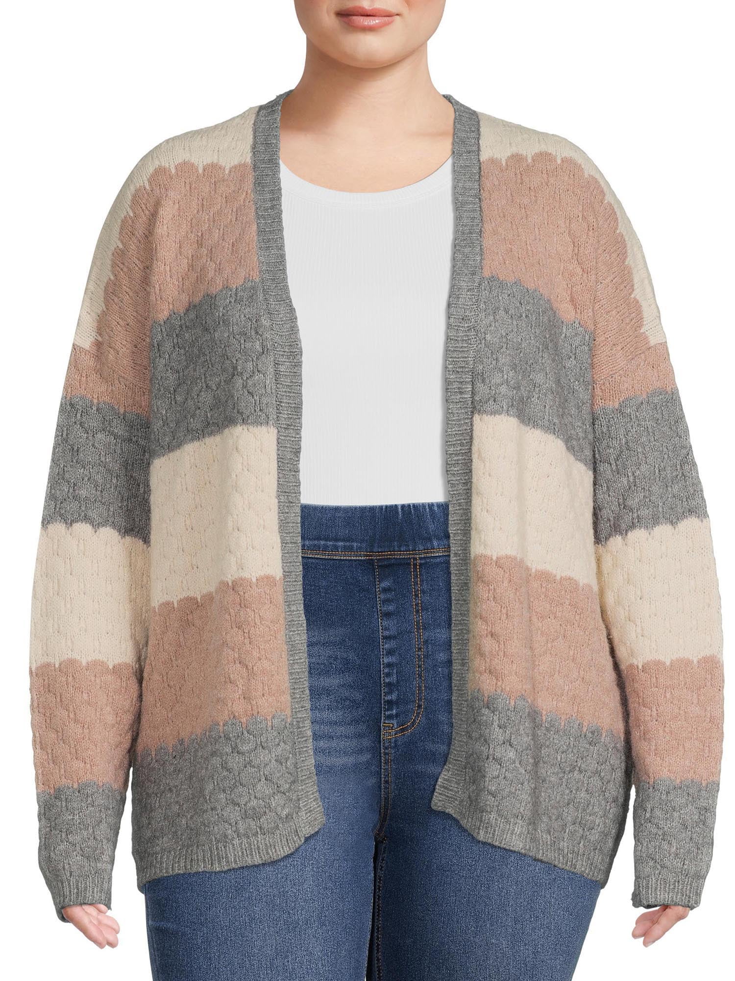 Debut Women's Plus Size Honeycomb Stripe Cardigan - Walmart.com