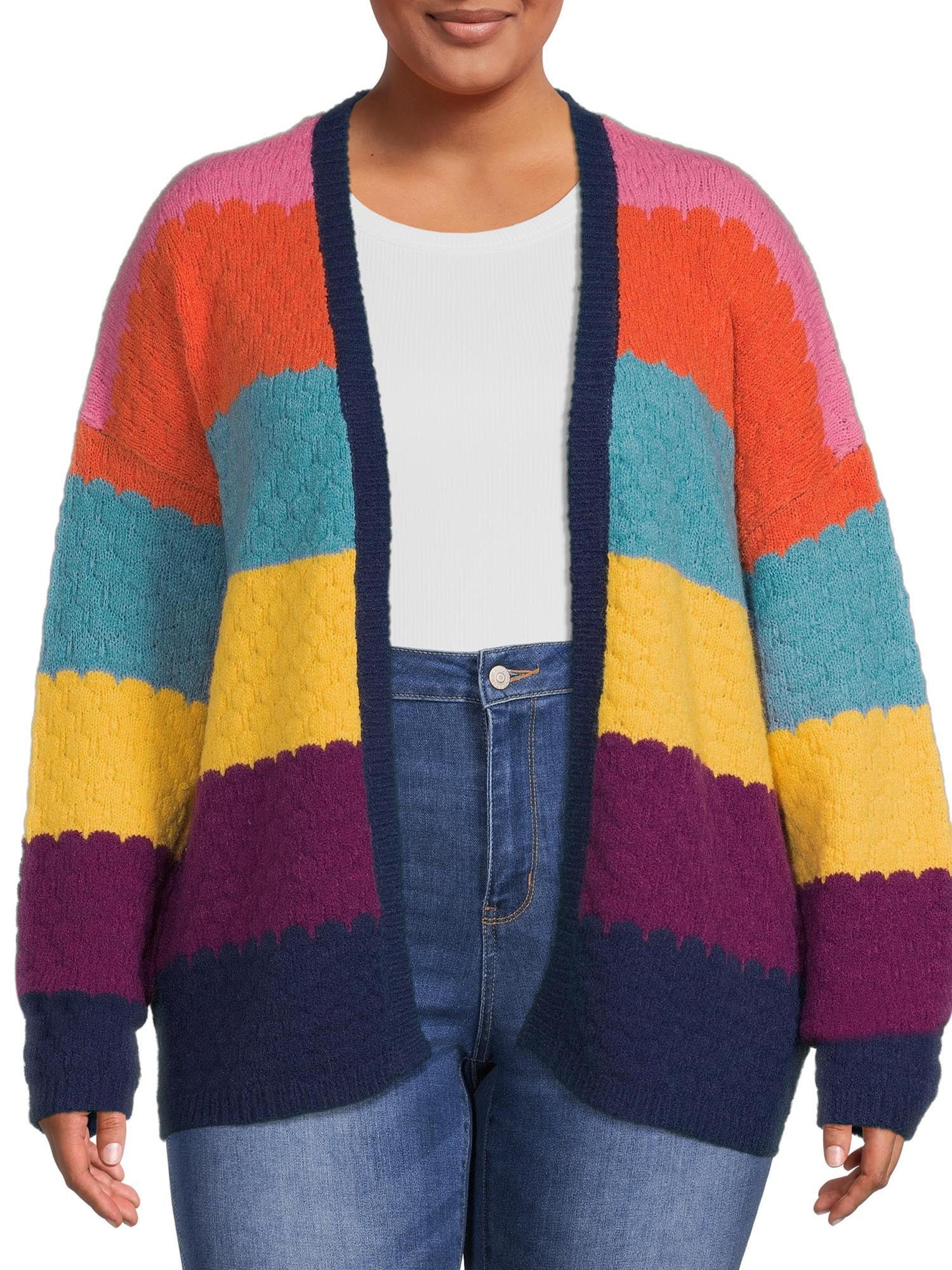 Debut Women's Plus Size Honeycomb Stripe Cardigan - Walmart.com