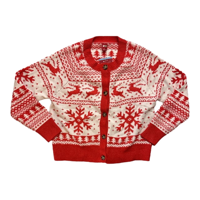 Dec. 25th Women's Holiday Knit Button-Down Cardigan Sweater (Red, L ...