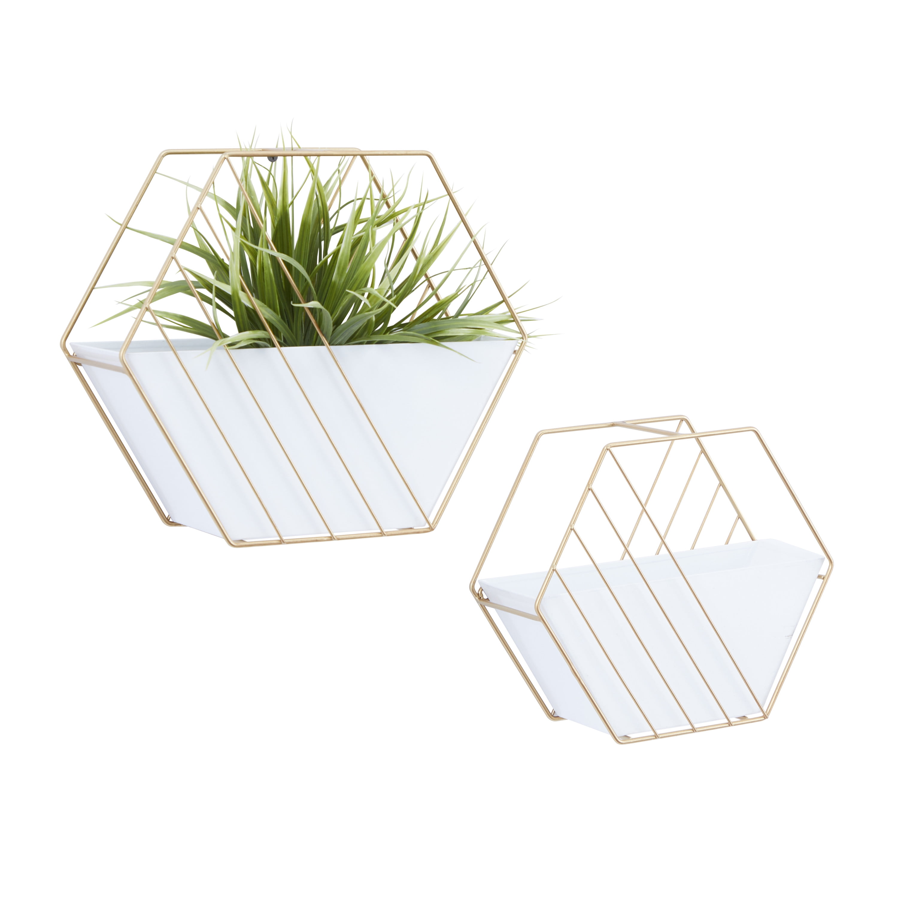 DecMode 10", 9"H Rectangle White Metal Indoor Outdoor Hanging Geometric ...