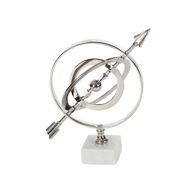 DecMode 10" Silver Armillary Globe with Marble Base - Walmart Business ...