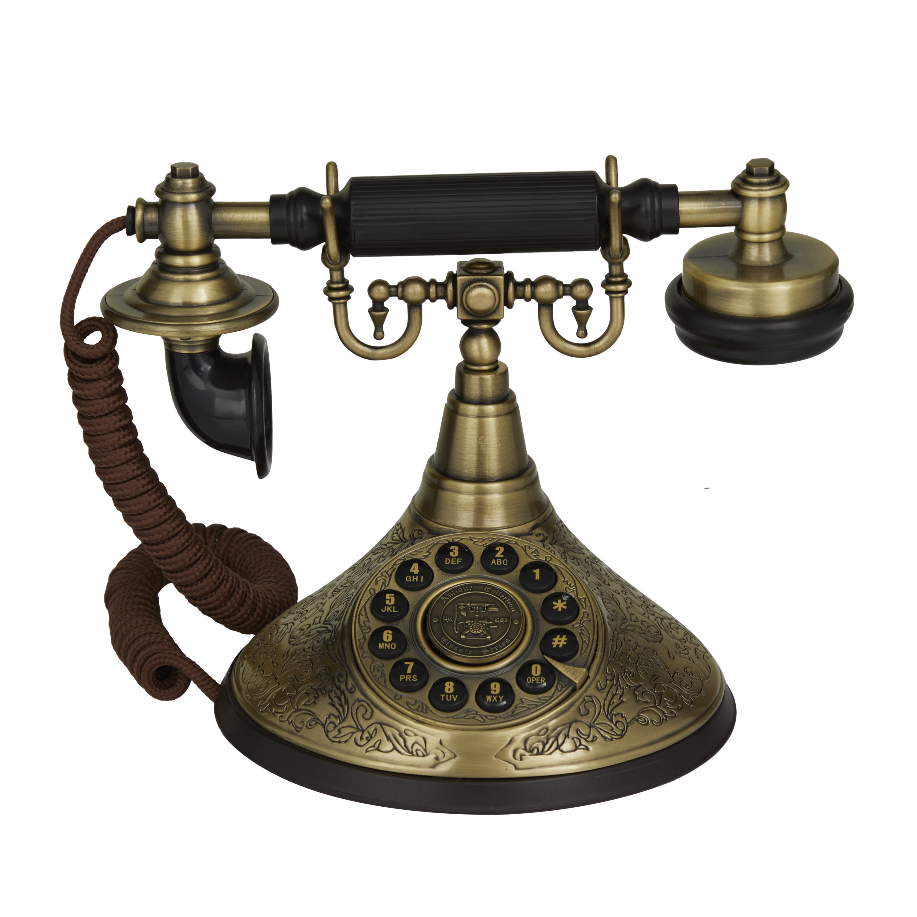 DecMode 10" x 7" Gold Metal Functioning Vintage Style Telephone with ...