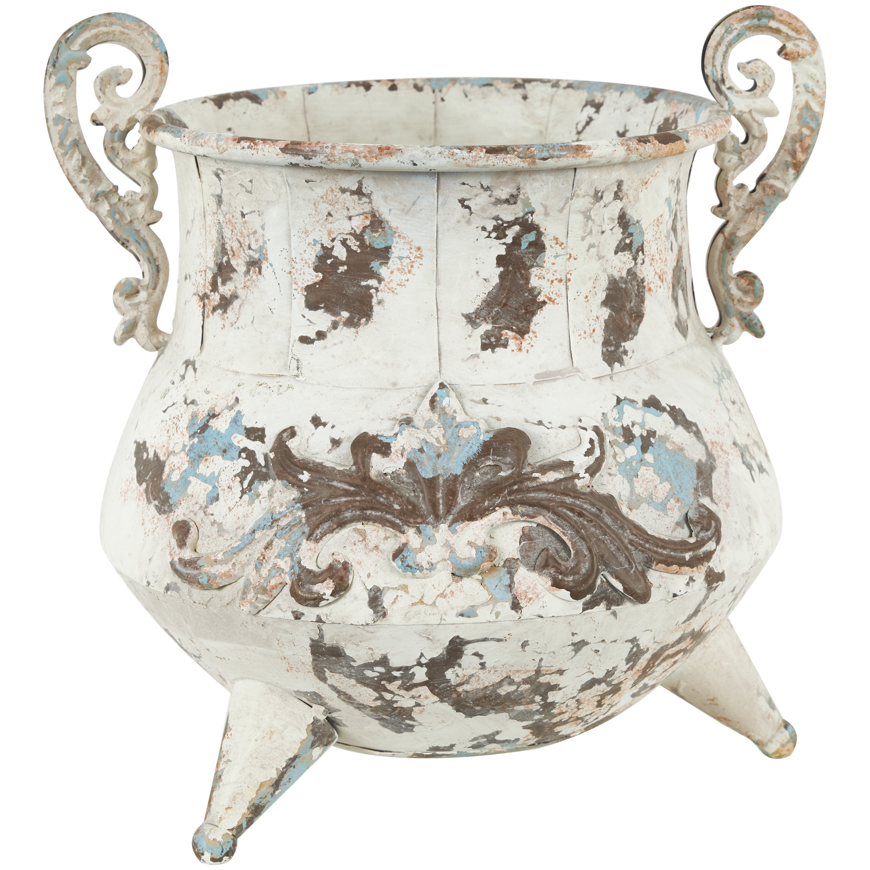 DecMode 11" Distressed White Metal Vase - Walmart.com